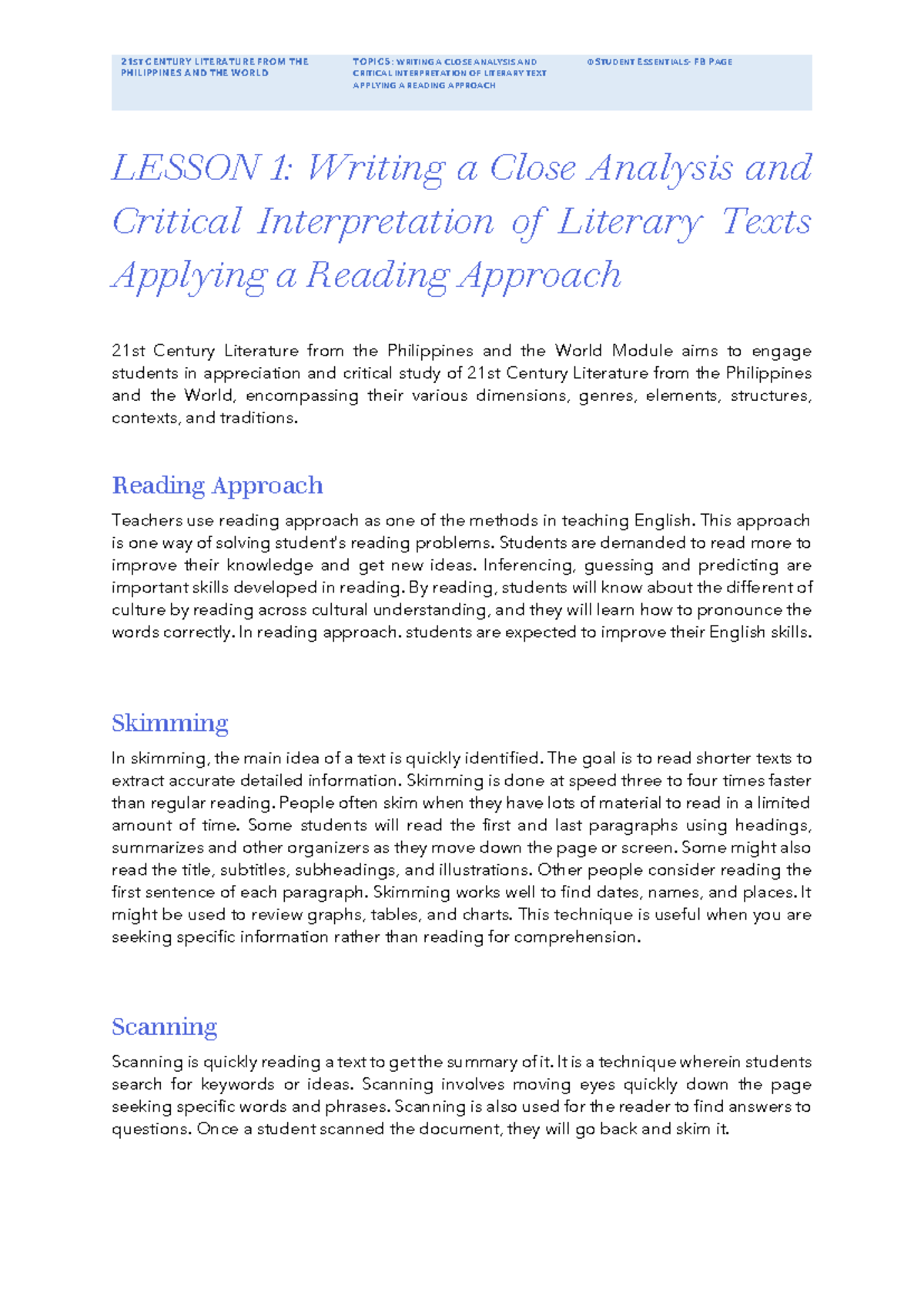 T6-Writing a Close Analysis and Critical Interpretation of Literary ...