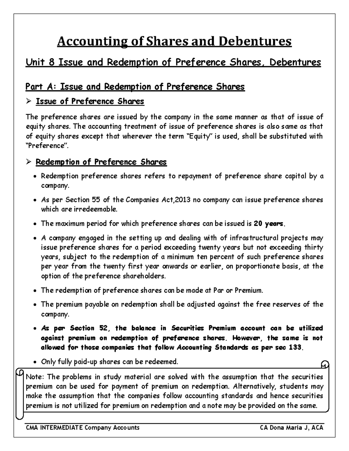 Accounting of Shares and Debentures Part 6 - Accounting of Shares and ...