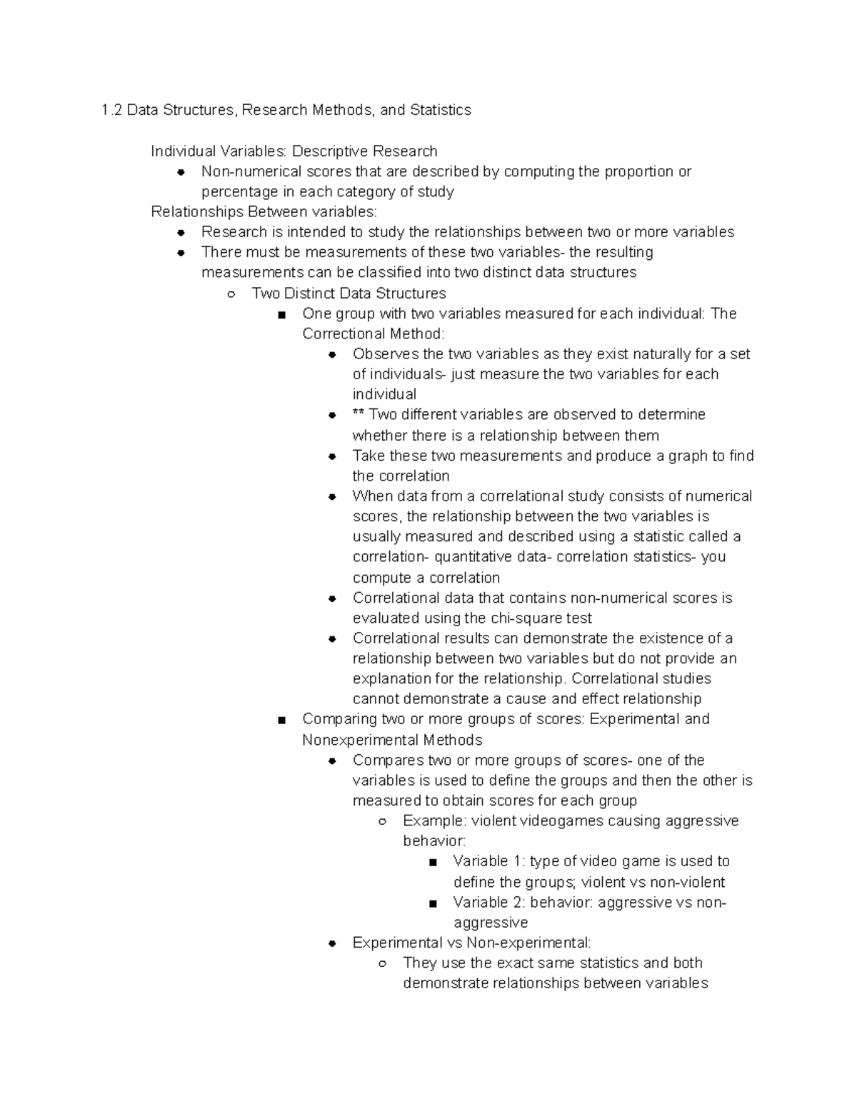 Chapter 1 Stat Notes Intro To Stats 1 Data Structures Research Methods And Statistics