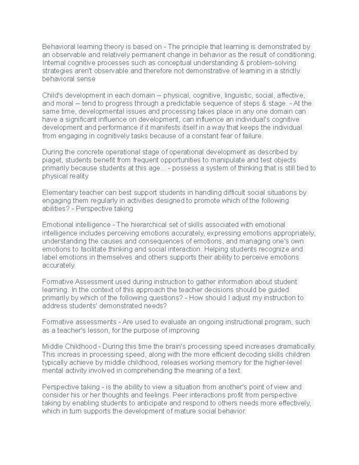 OPTE - study material for the OPTE - Behavioral learning theory is ...