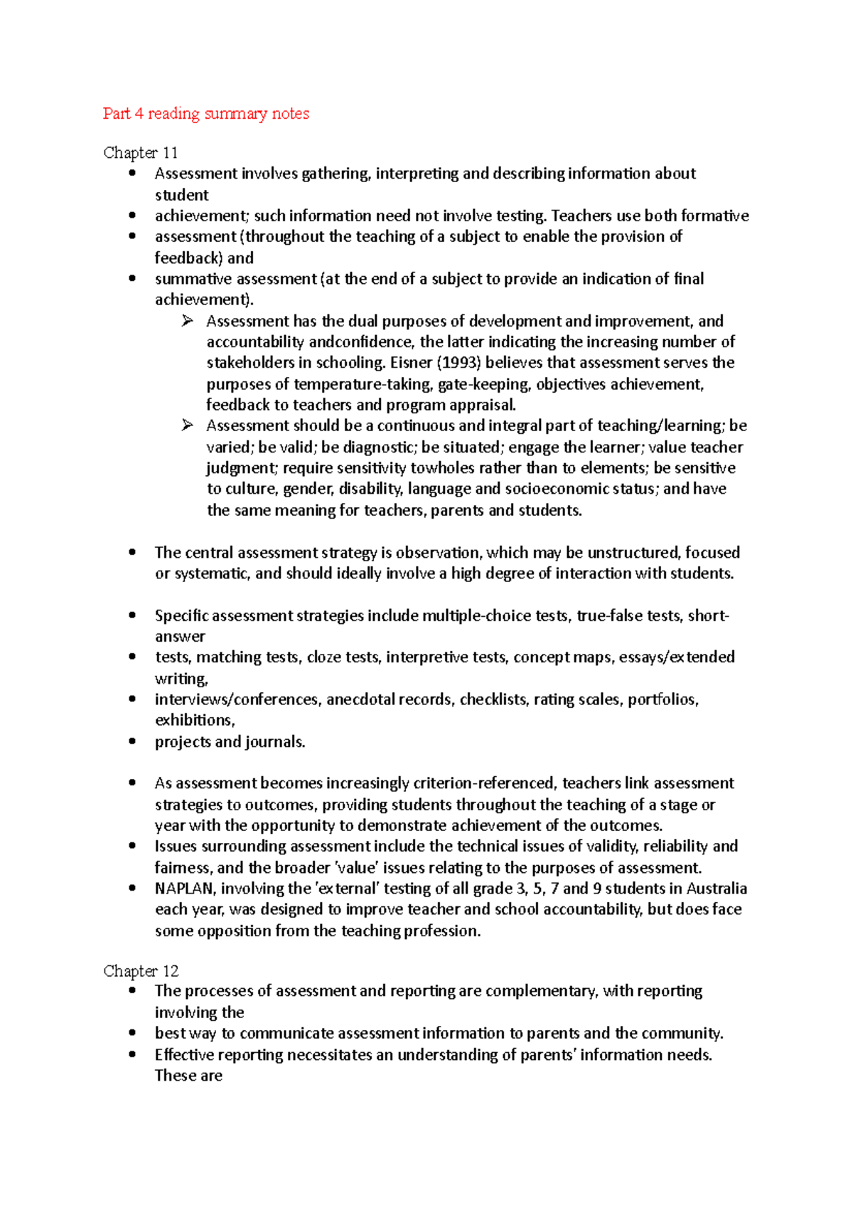 Part 4 reading summary - part 4 chapter 11, 12 and 13 - Part 4 reading ...