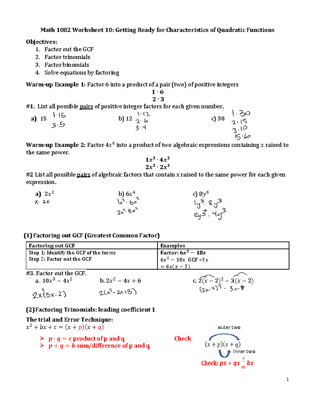 WS+10+Getting+Ready+for+Characteristics+Quadratic+Functions - Math 1082 ...