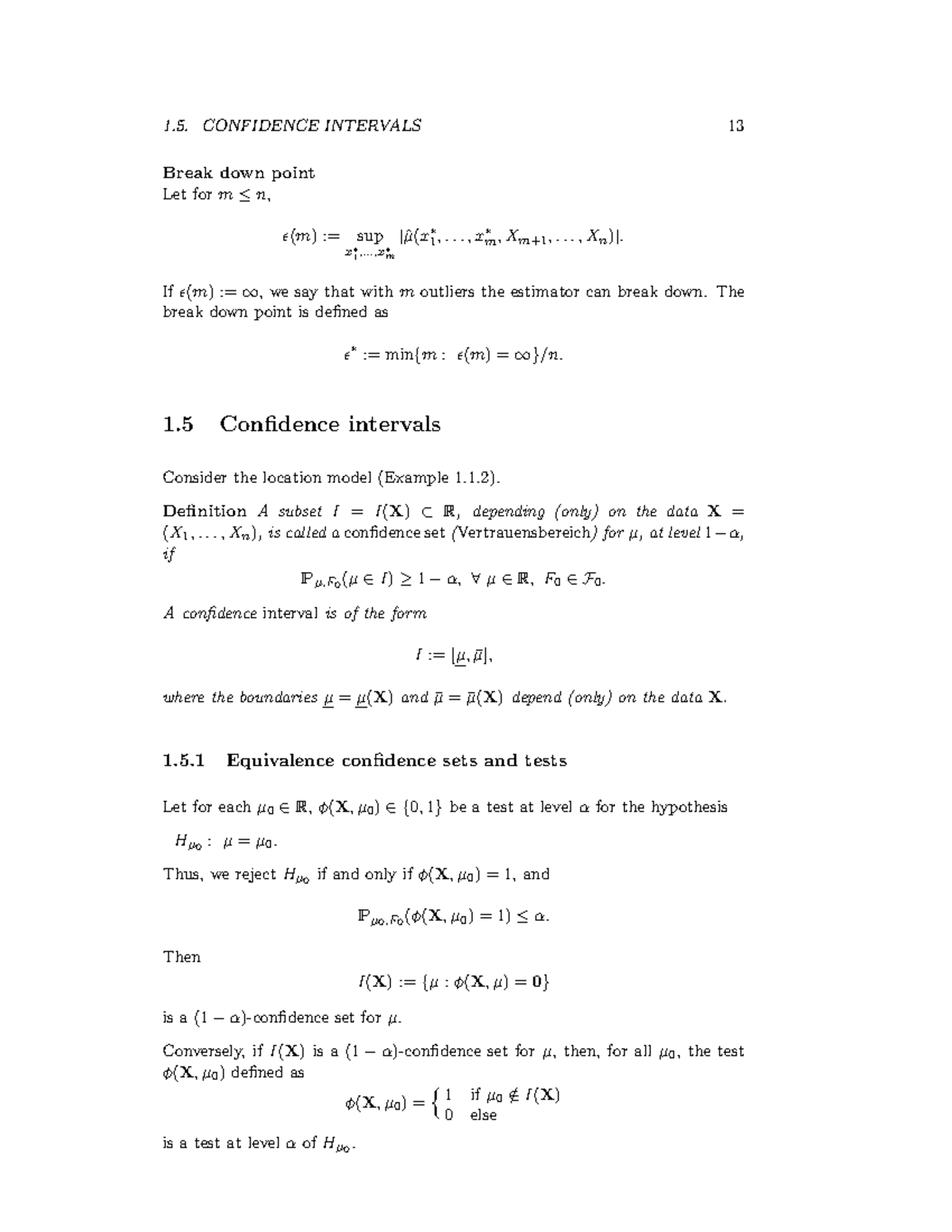 Mathematical Statistics-3 - 1. CONFIDENCE INTERVALS 13 Break down point Let for m ≤ n, ǫ(m ...