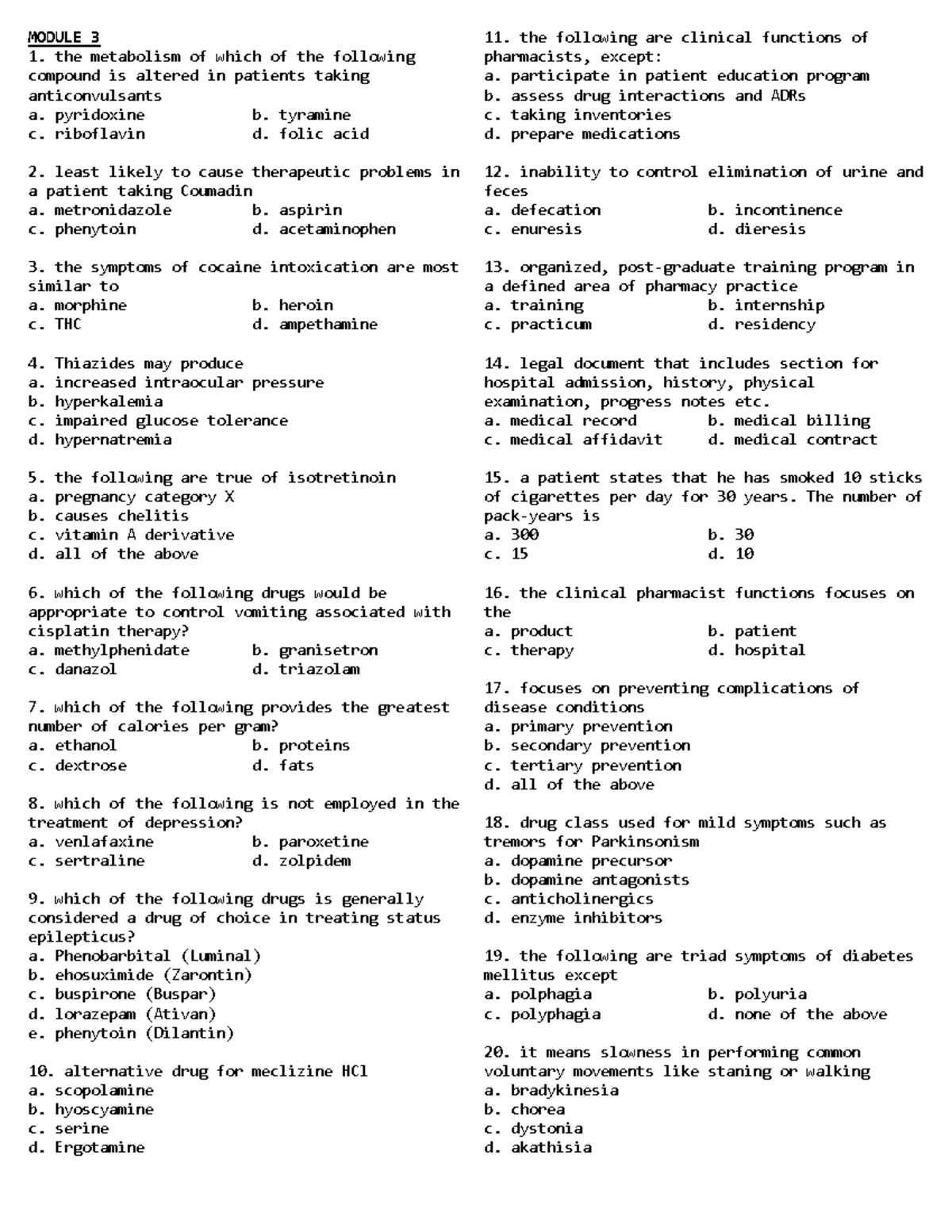 Module 3 - phle mockboards - MODULE 3 the metabolism of which of the ...