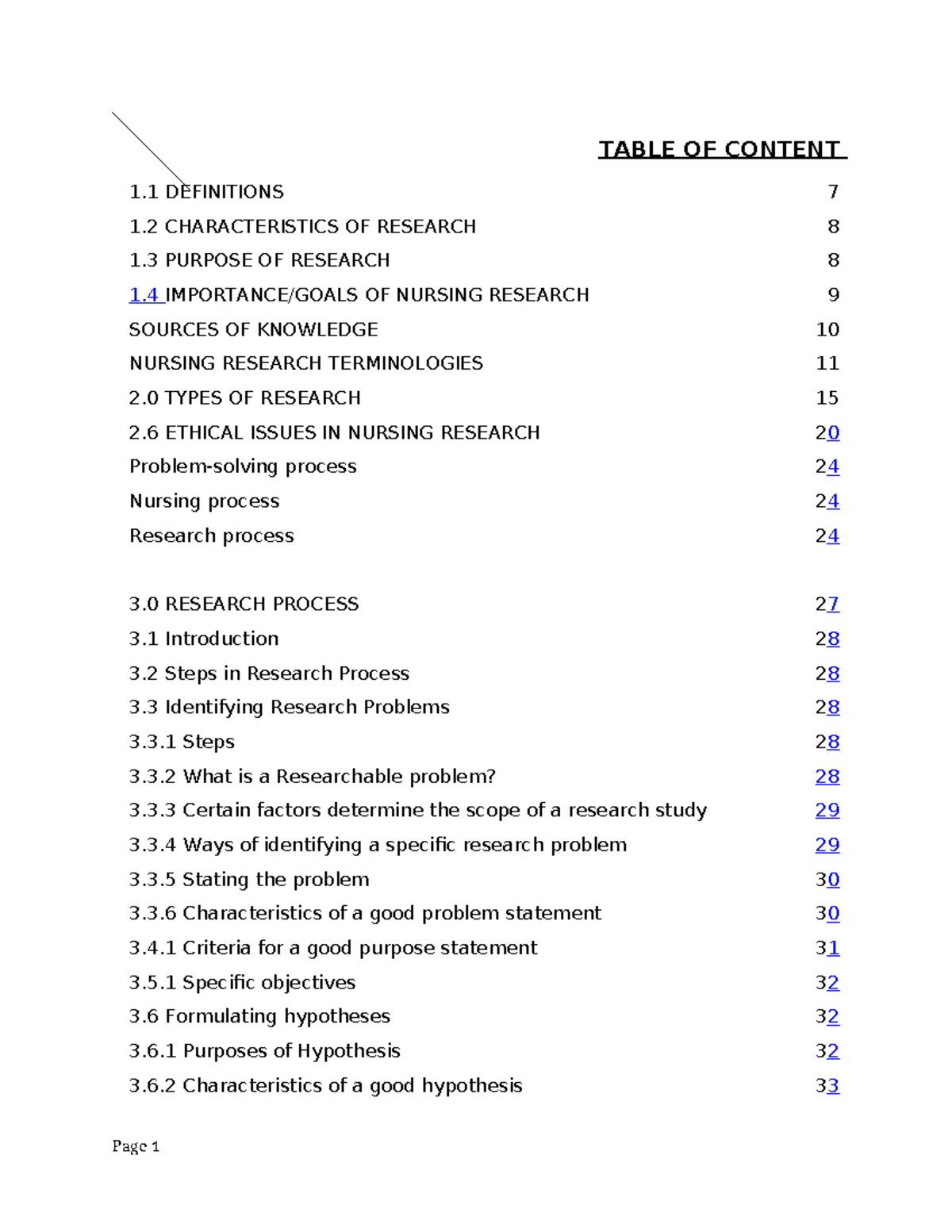 Research Notes - TABLE OF CONTENT 1 DEFINITIONS 1 CHARACTERISTICS OF ...