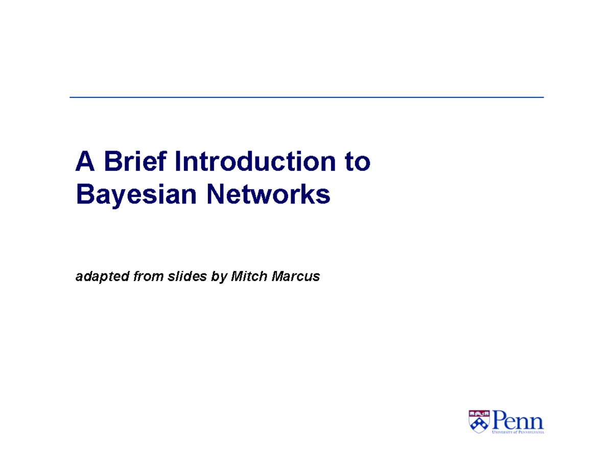Lecture slides on A brief introduction to bayesian networks - A Brief ...
