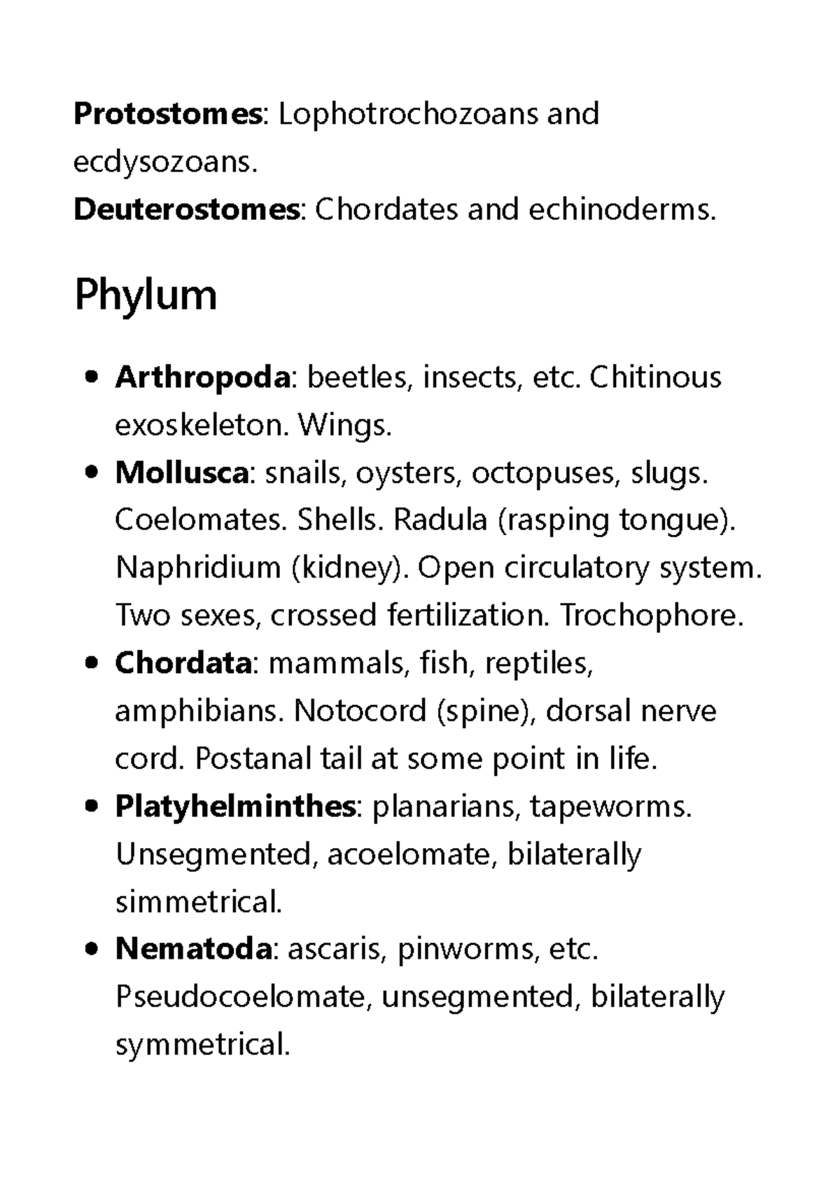 Animal Phylum - BIOL 2082 - Protostomes : Lophotrochozoans and ...