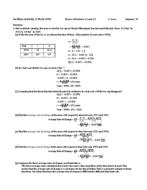 Applied calculus sample exam - MATH 2040 - Studocu