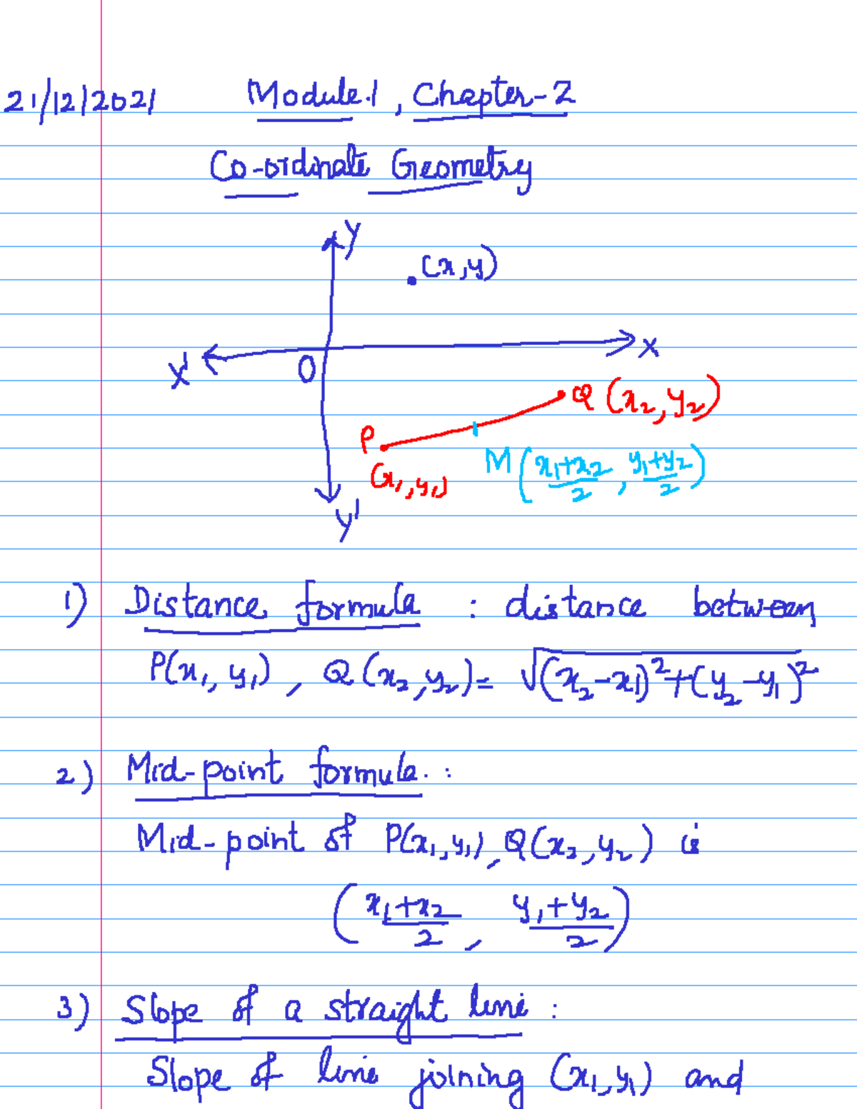Coordinate Geometry Class 1 Notes - Software engineering - Studocu