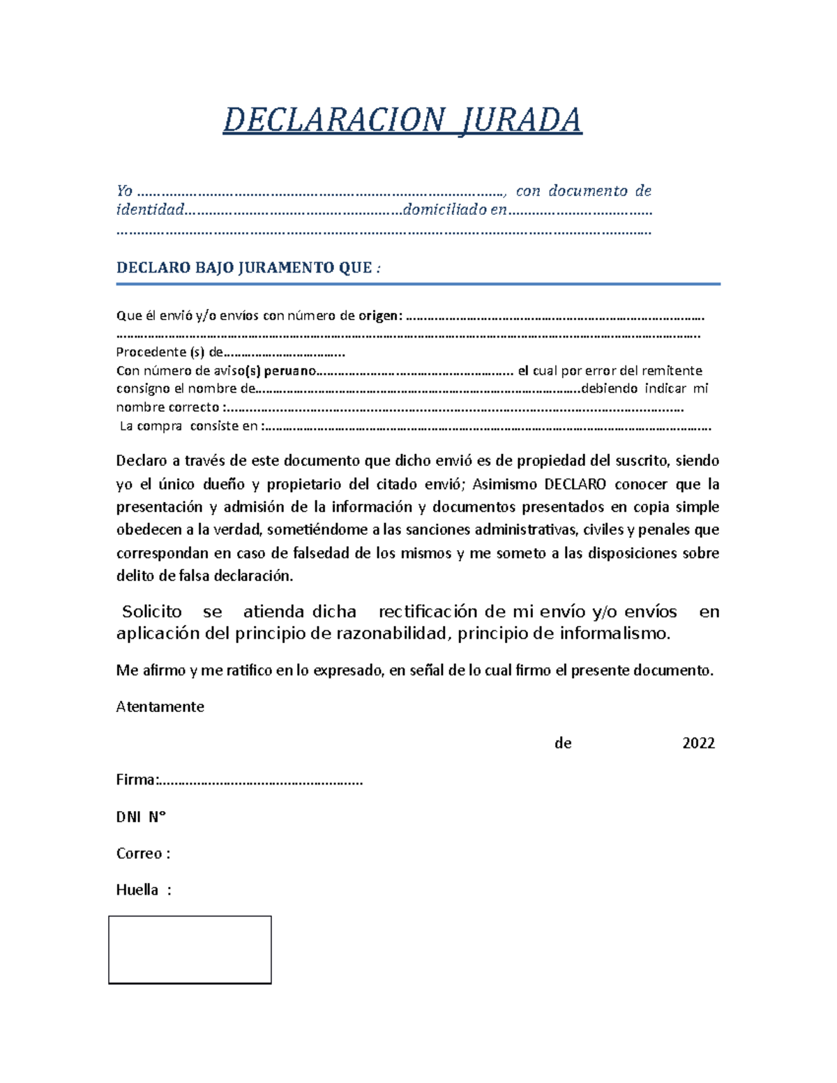 01 Declaracion Jurada - DECLARACION JURADA Yo - Studocu
