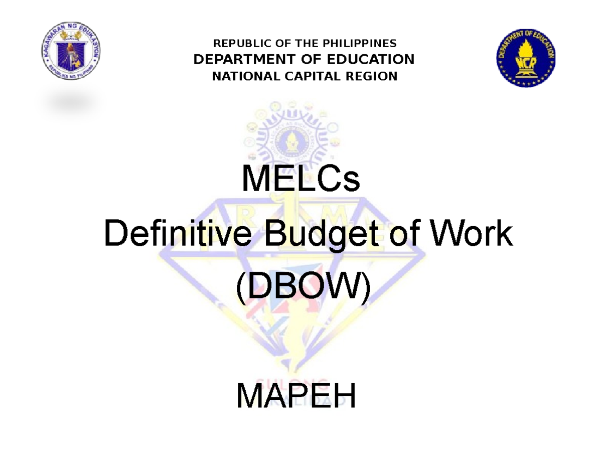 Mapeh-DBOW - dbow MAPEH - REPUBLIC OF THE PHILIPPINES DEPARTMENT OF ...
