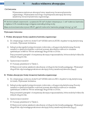 Analiza Widmowa Absorpcyjna - ANALIZA WIDMOWA ABSORPCYJNA 1. Prawo Lamberta – Beera - Opisuje ...