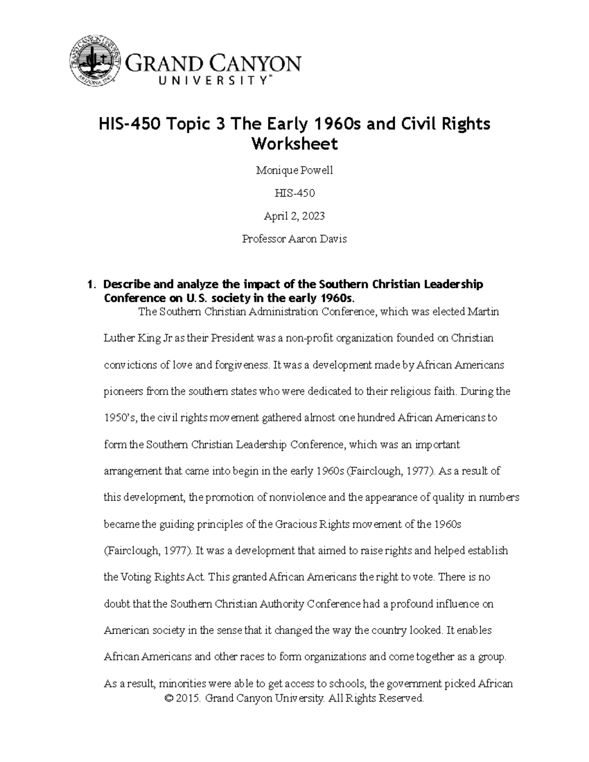 The Early 1960s and Civil Rights - Studocu