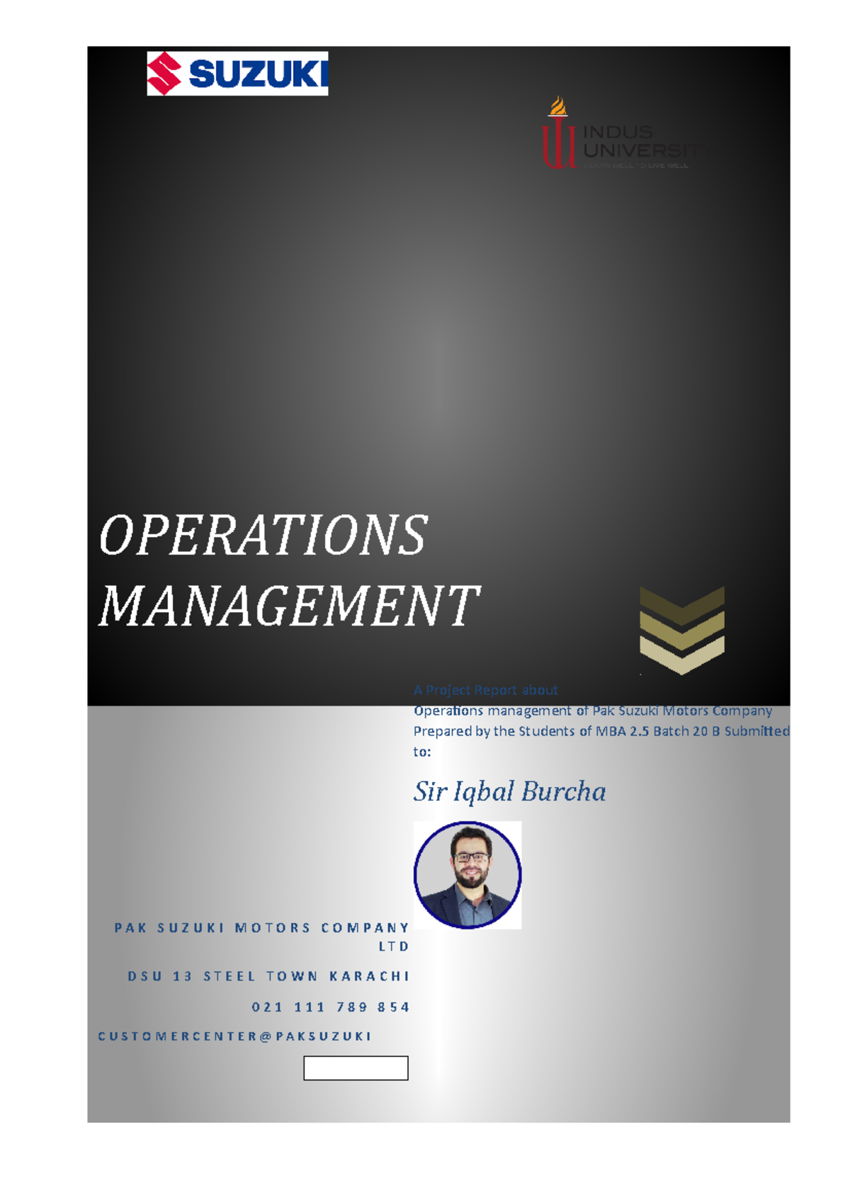 OM Final Report - yes its helpful - OPERATIONS MANAGEMENT P A K S U Z U ...