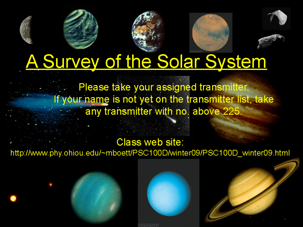A survey of the solar system PSc 100D The Solar System notes - A Survey ...
