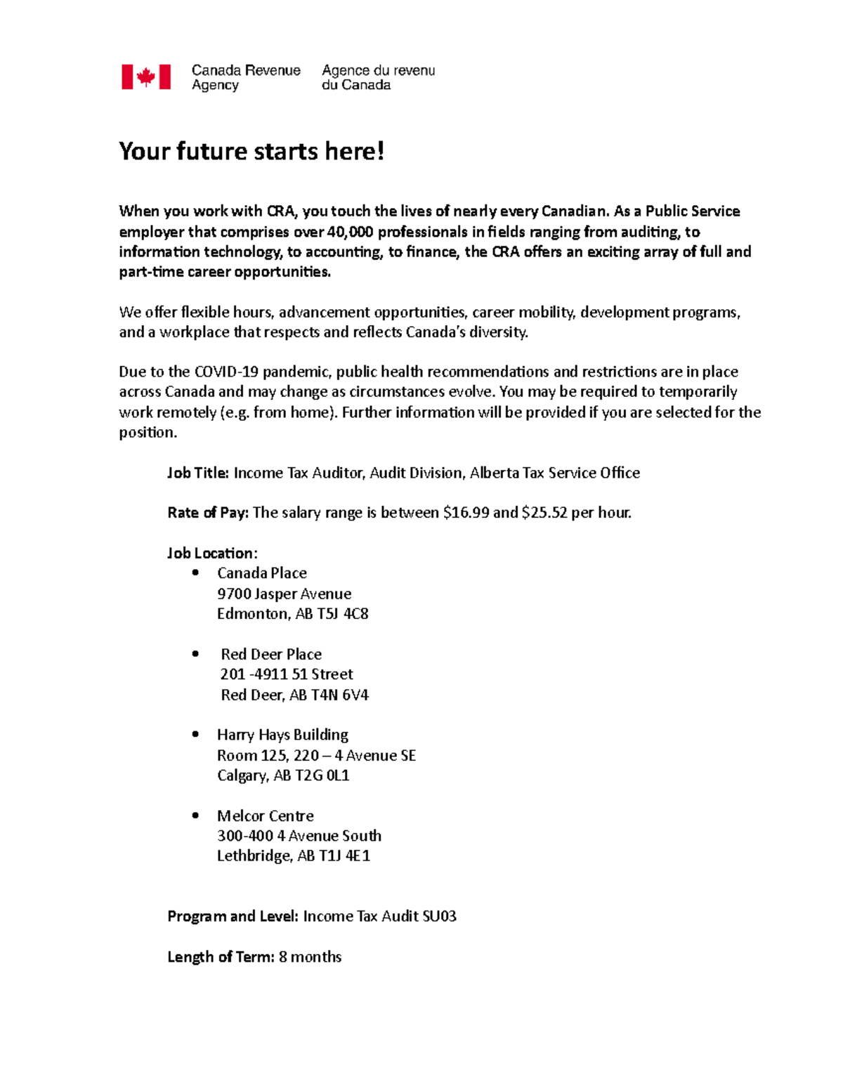 CRA COOP Poster for Winter Spring Summer 2024 - Your future starts here ...