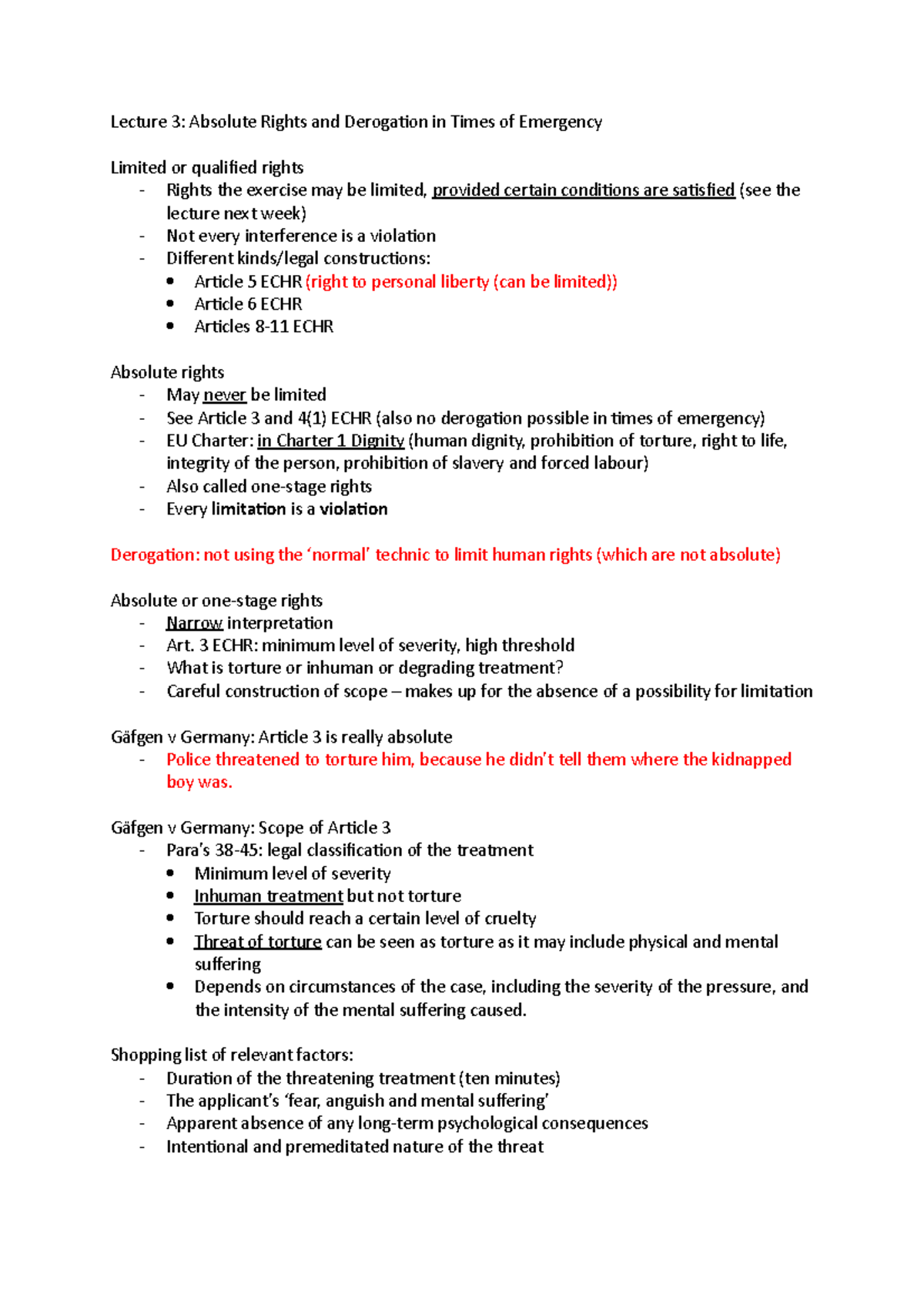 Slides HC3 Fundamental Rights in Europe - Lecture 3: Absolute Rights ...