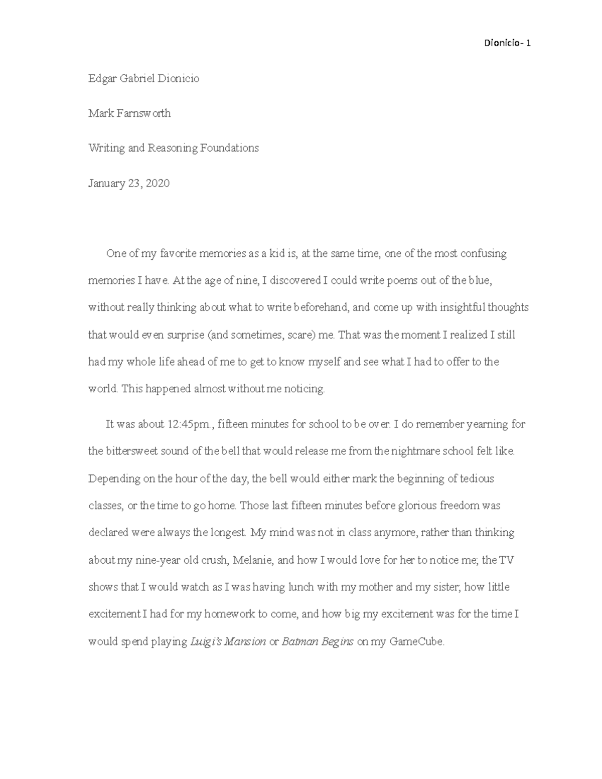 Literacy narrative- Final Draft - Edgar Gabriel Dionicio Mark ...