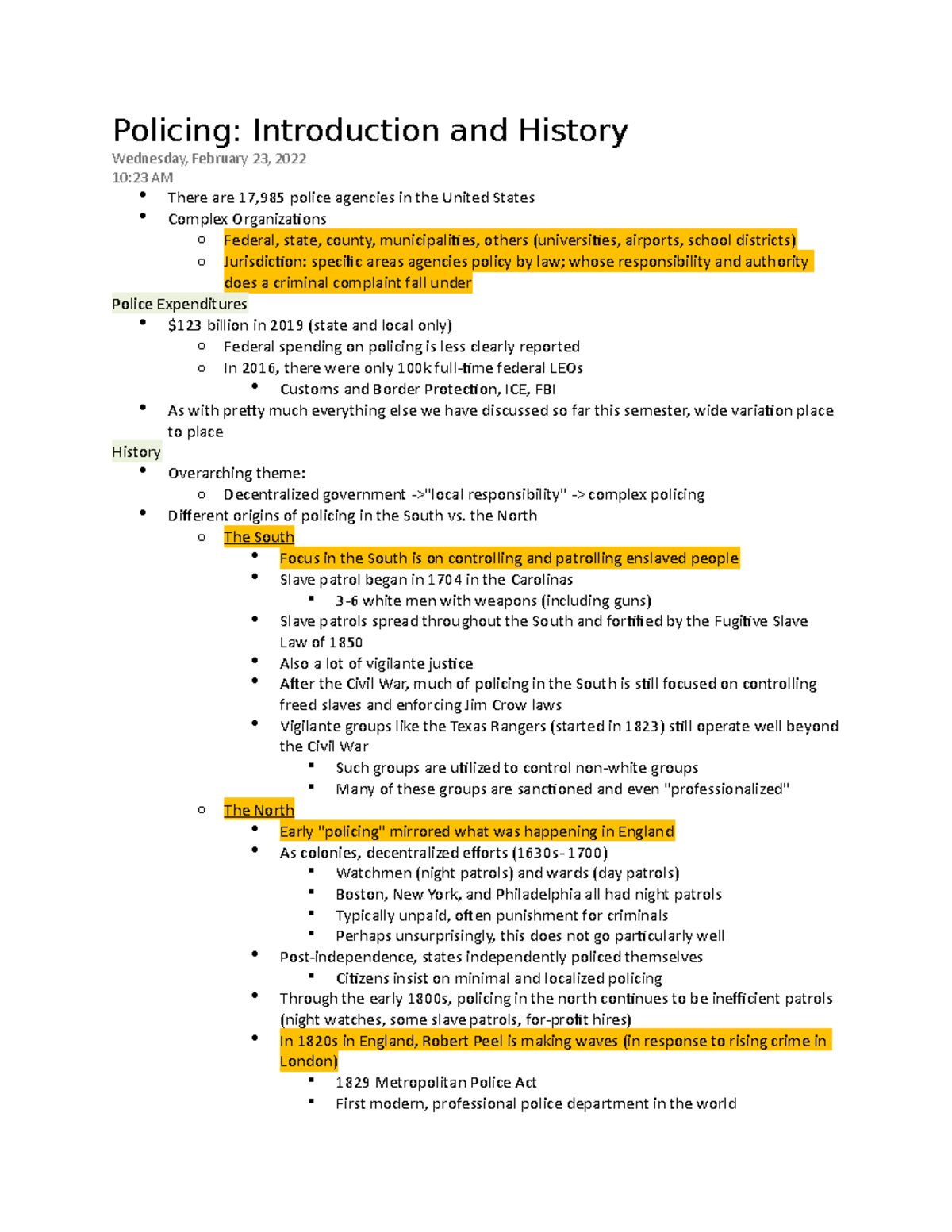 Policing History - CCJ 2020 - FSU - Studocu