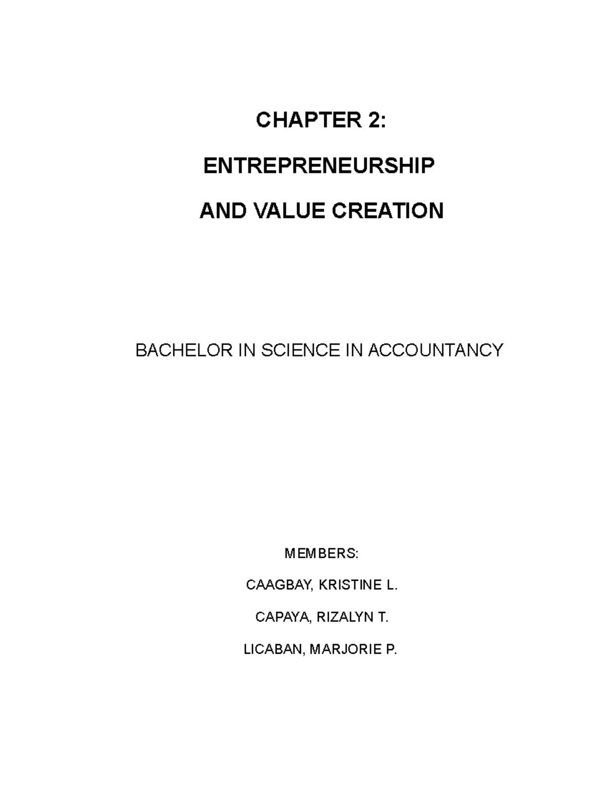 Chapter 2 - Basic Acctg. - CHAPTER 2: ENTREPRENEURSHIP AND VALUE ...