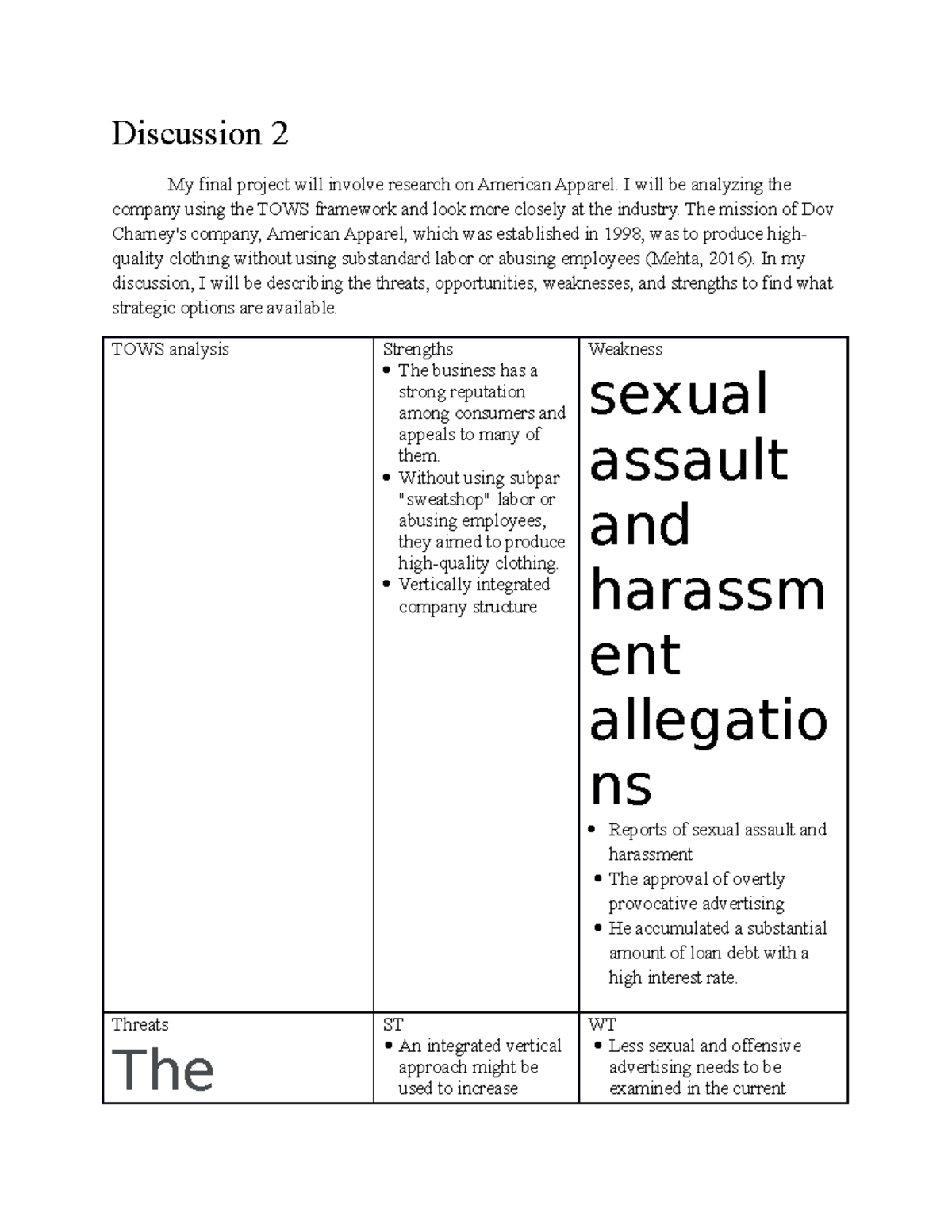 Module 2 discussion 2 - Discussion 2 My final project will involve ...