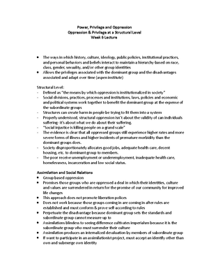 Theories of Oppression: Power Order and Change - Studocu