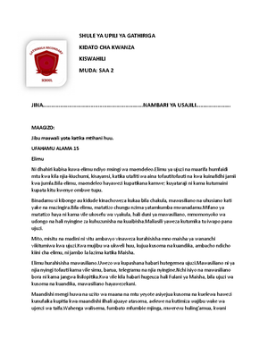 [Solved] 3 a Eleza dhana ya uakifishaji alama 2 b Taja umuhimu wa ...