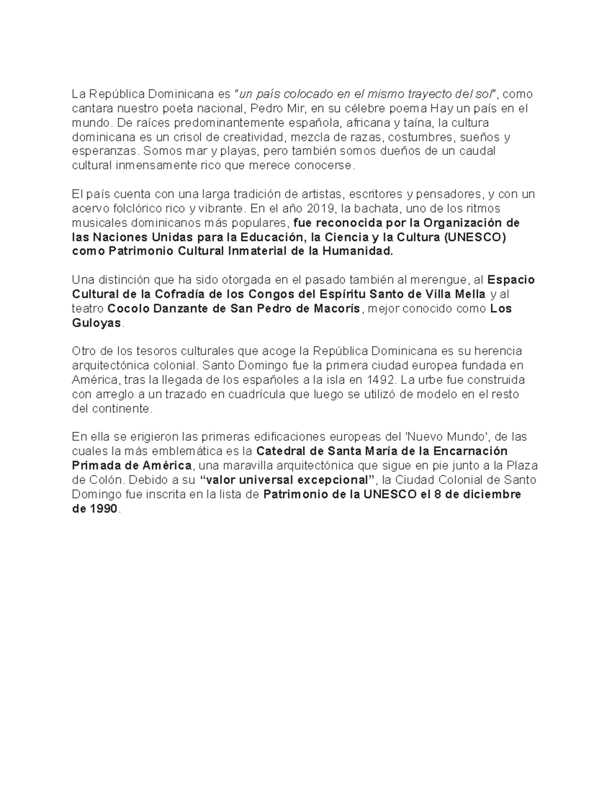 Cultura general dominicana - La República Dominicana es “un país ...