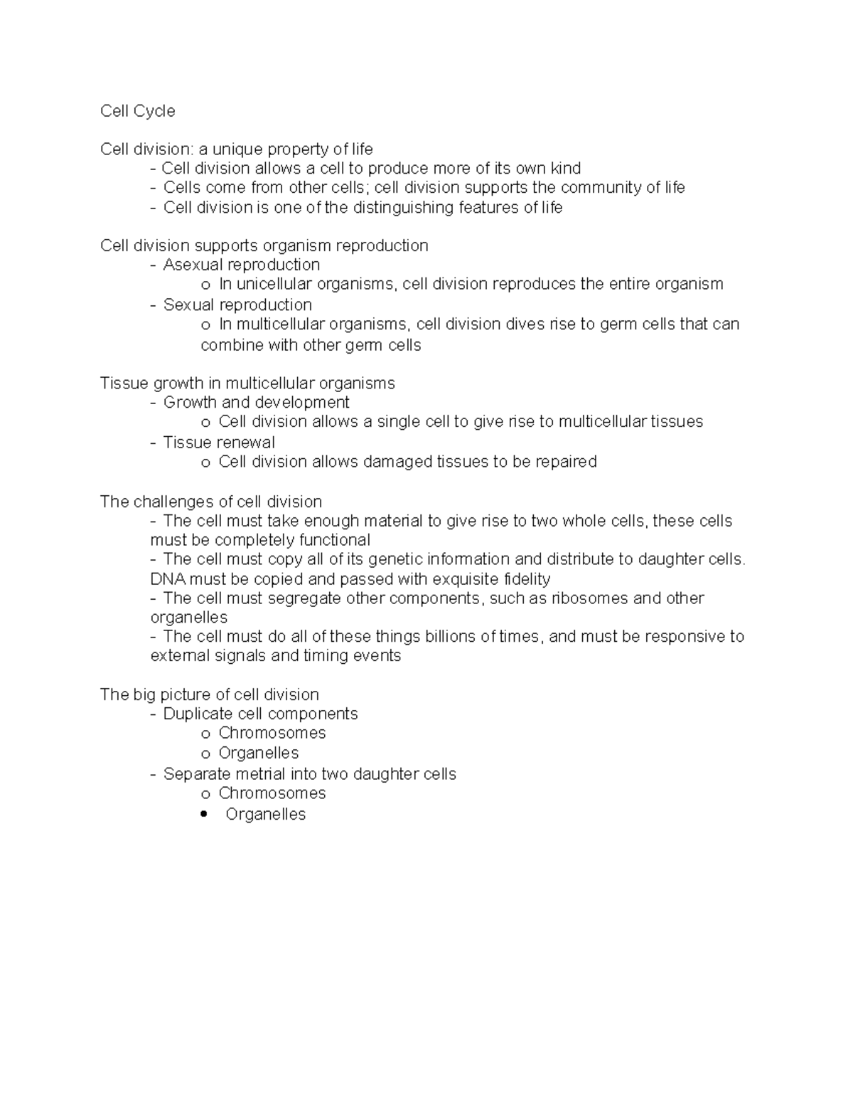 Cell Cycle - Dr. Brain Couch - Cell Cycle Cell division: a unique ...