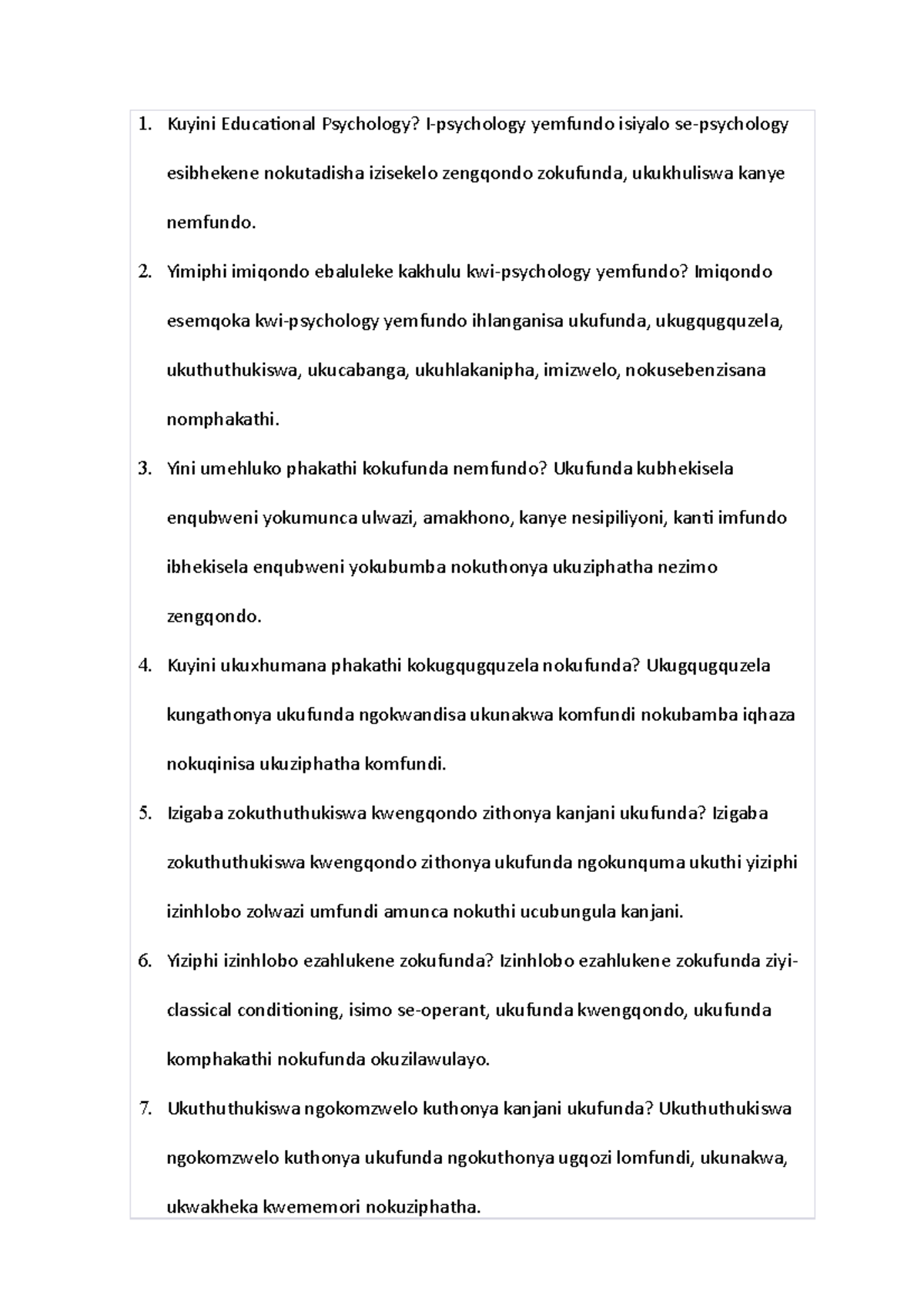 Pädagogik 4 - Kuyini Educational Psychology? I-psychology yemfundo ...