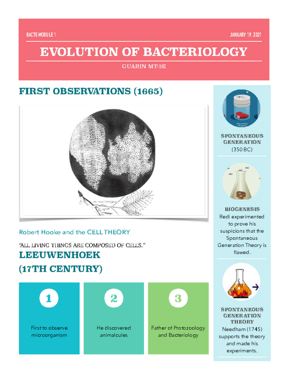 Evolution of Bacteriology - FIRST OBSERVATIONS (1665) Robert Hooke and ...