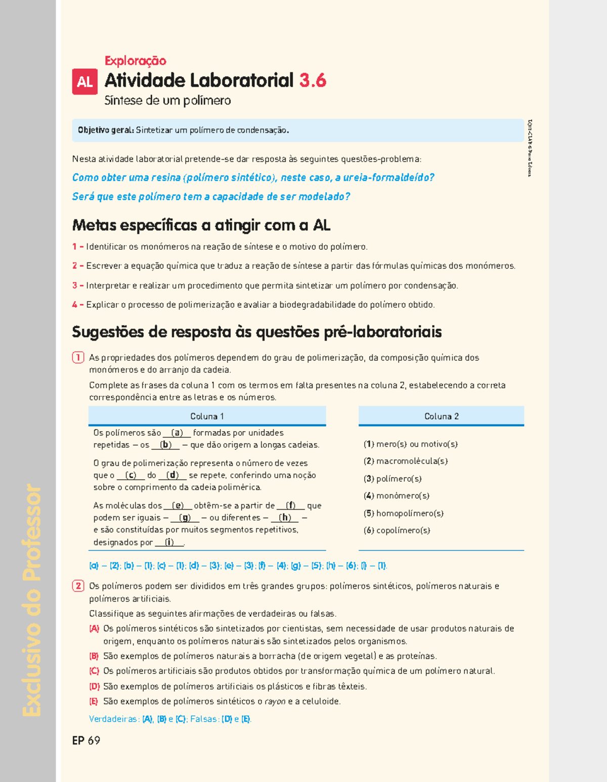 465727895 Caderno Laboratorial AL 3 6 - Exclusivo do Professor ...