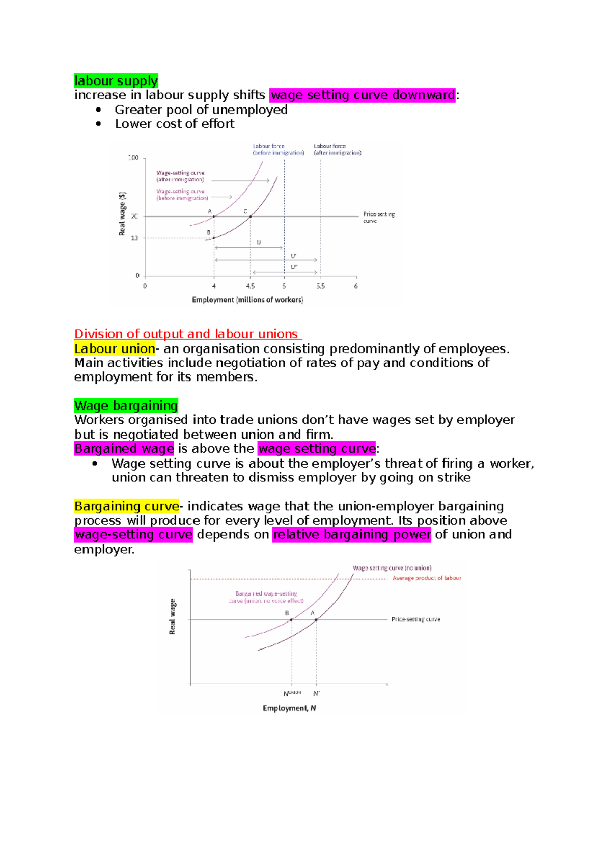 Unit 9- part 5 - Lecture notes 9 - labour supply increase in labour ...