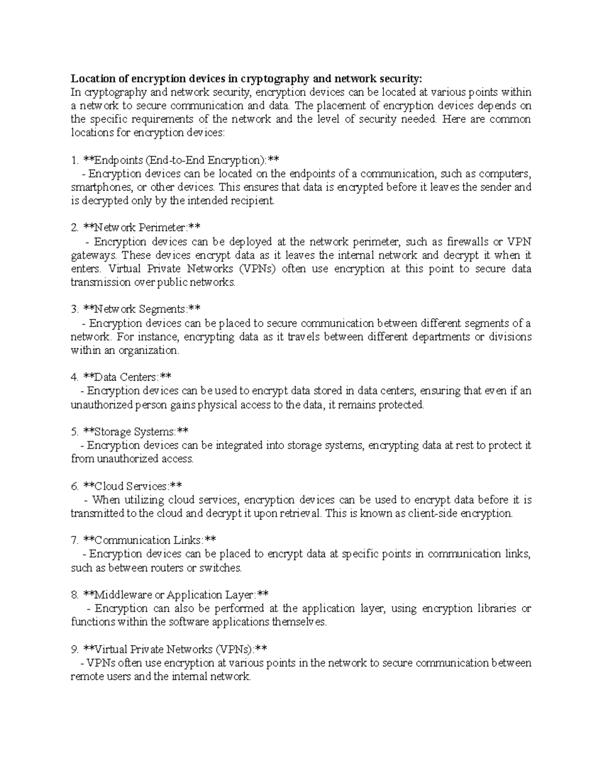 Cryptography unit 2 - dfdgd - Location of encryption devices in ...