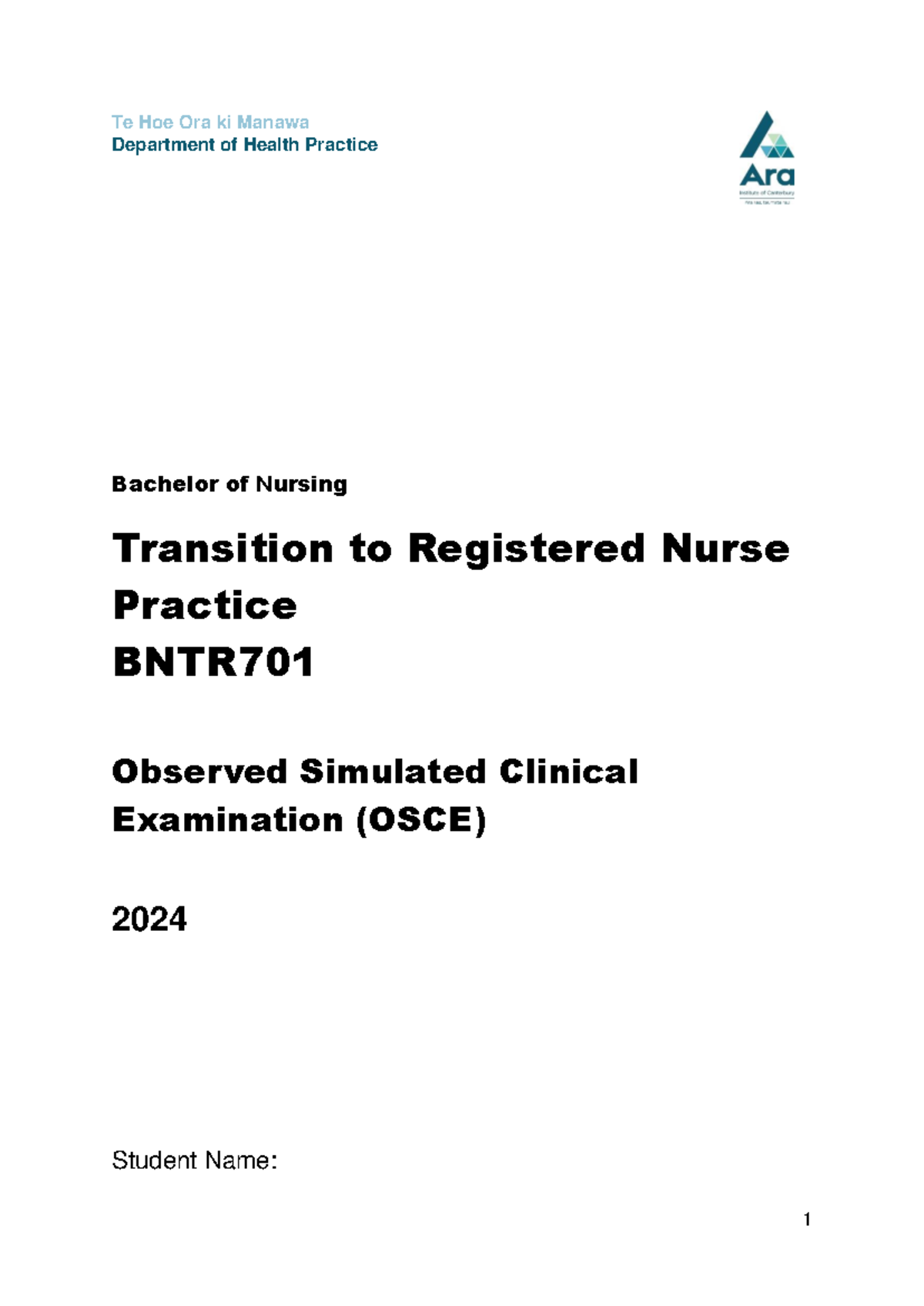 OSCE Book 2024 - 2024 OSCE booklet - Te Hoe Ora ki Manawa Department of ...