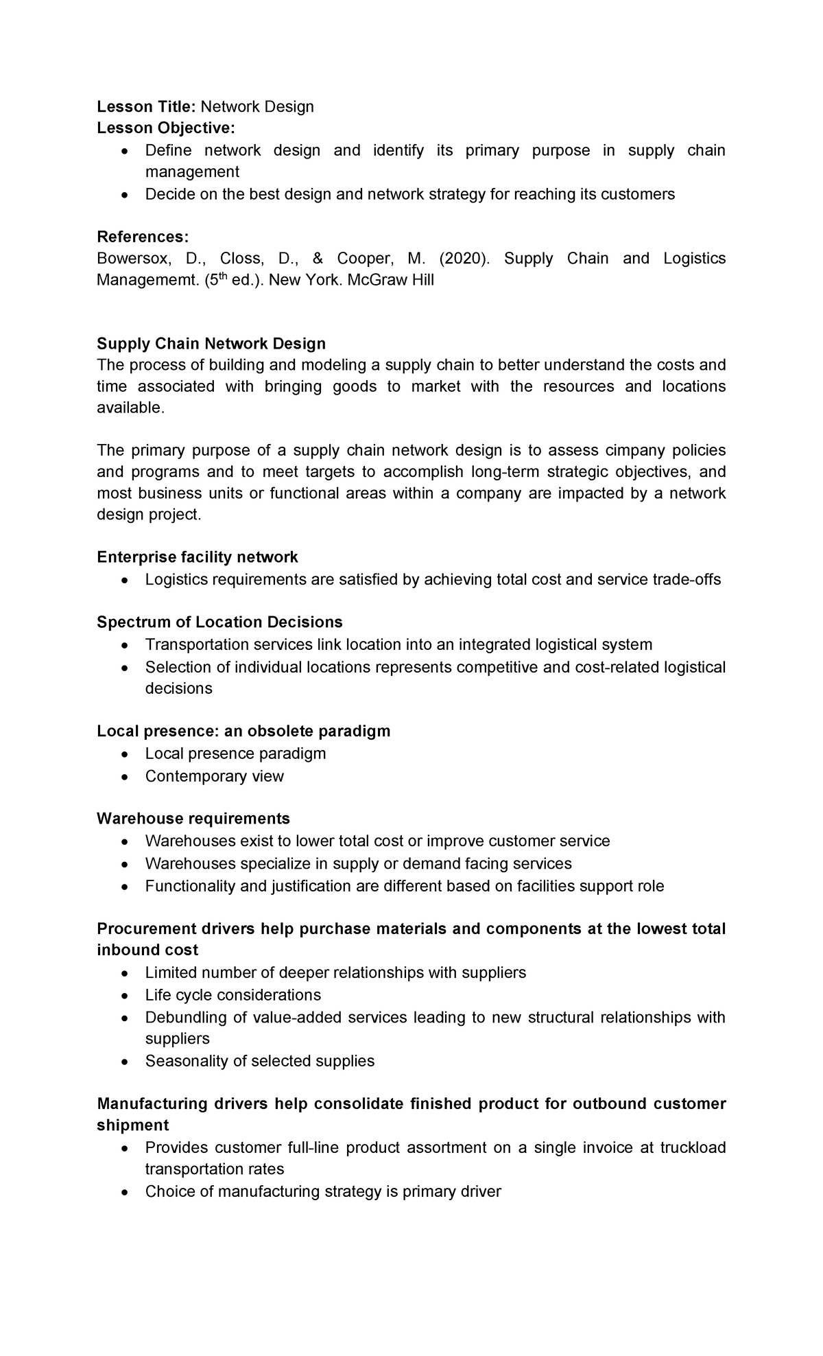 Network Design - Lesson Title: Network Design Lesson Objective: Define ...