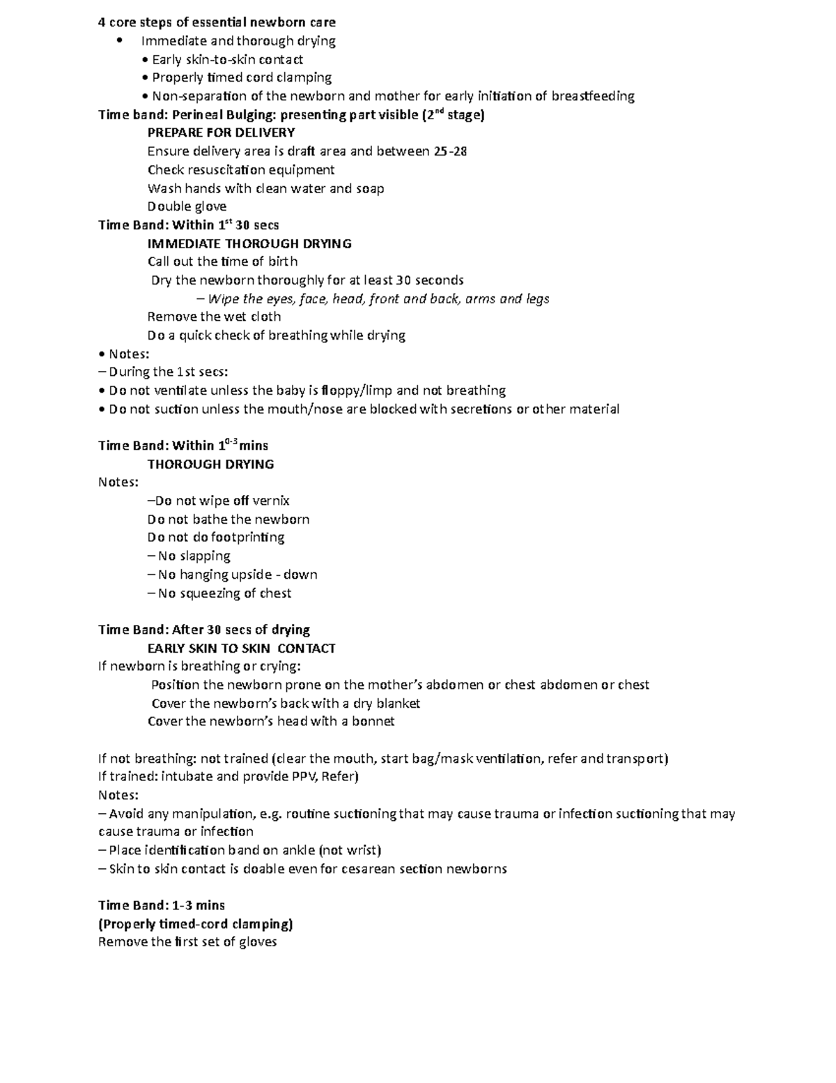 50258201 4 Core Steps of Essential Newborn Care - 4 core steps of ...