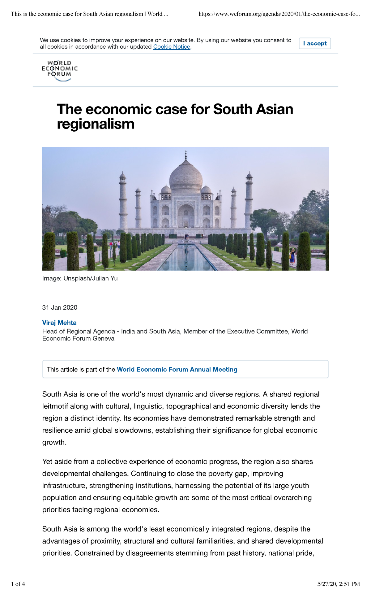 2a. The economic case for South Asian regionalism World Economic Forum ...