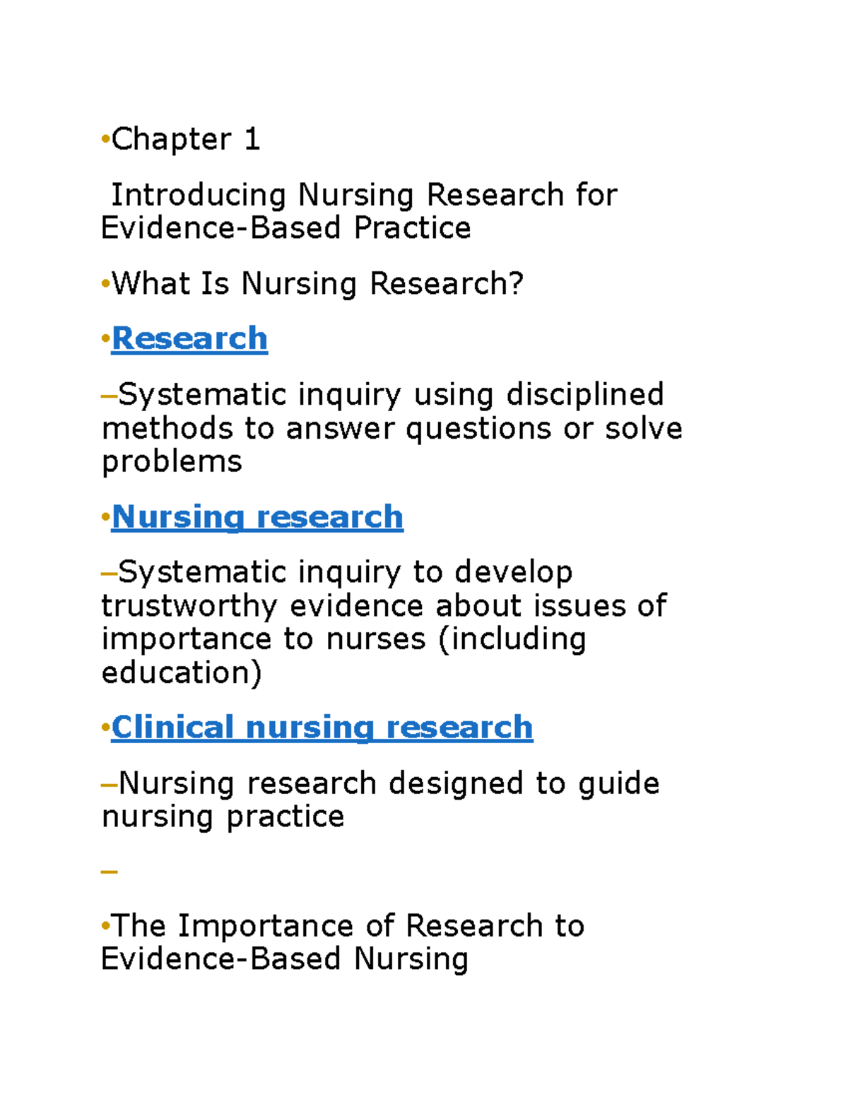 Chapter 1 Research - Chapter 1 Introducing Nursing Research for ...