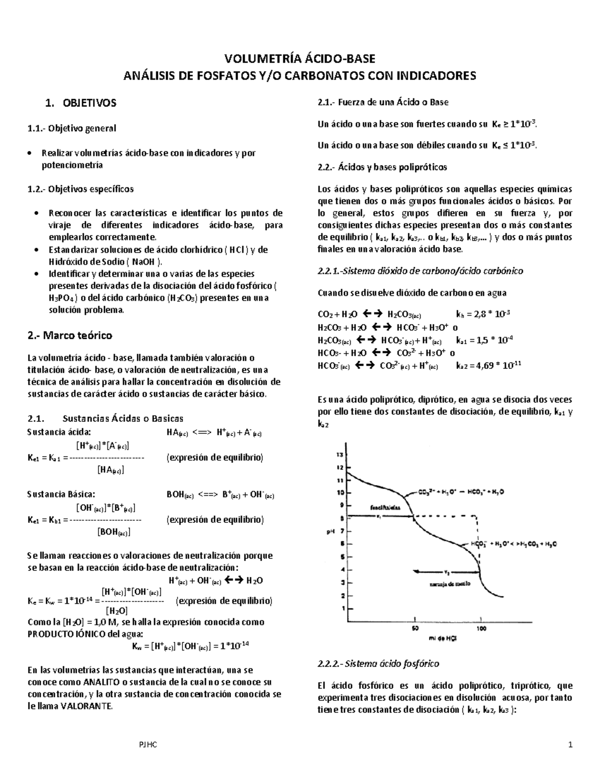 Volumetría Ácido-BASE - VOLUMETRÕA ¡CIDO-BASE AN¡LISIS DE FOSFATOS Y/O CARBONATOS CON ...