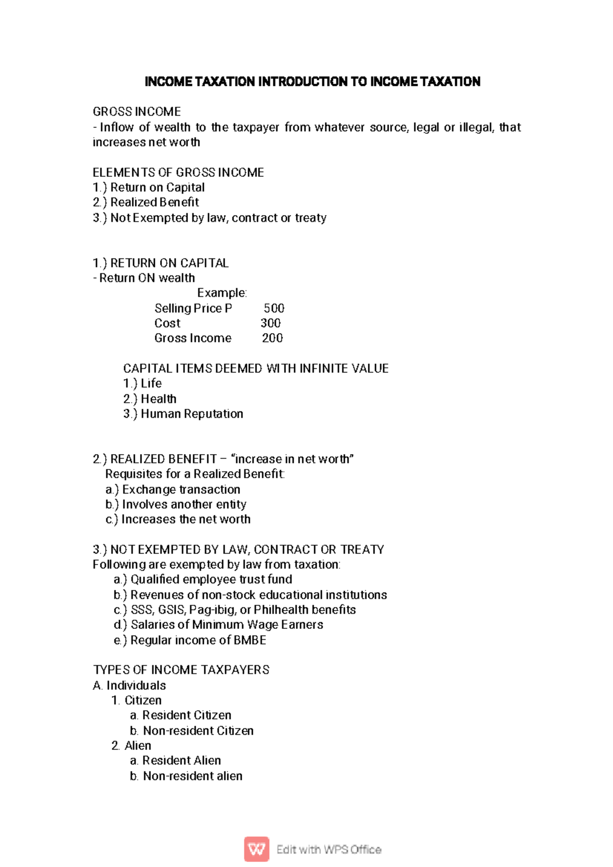 Introduction to Income Taxation - INCOME TAXATION INTRODUCTION TO ...