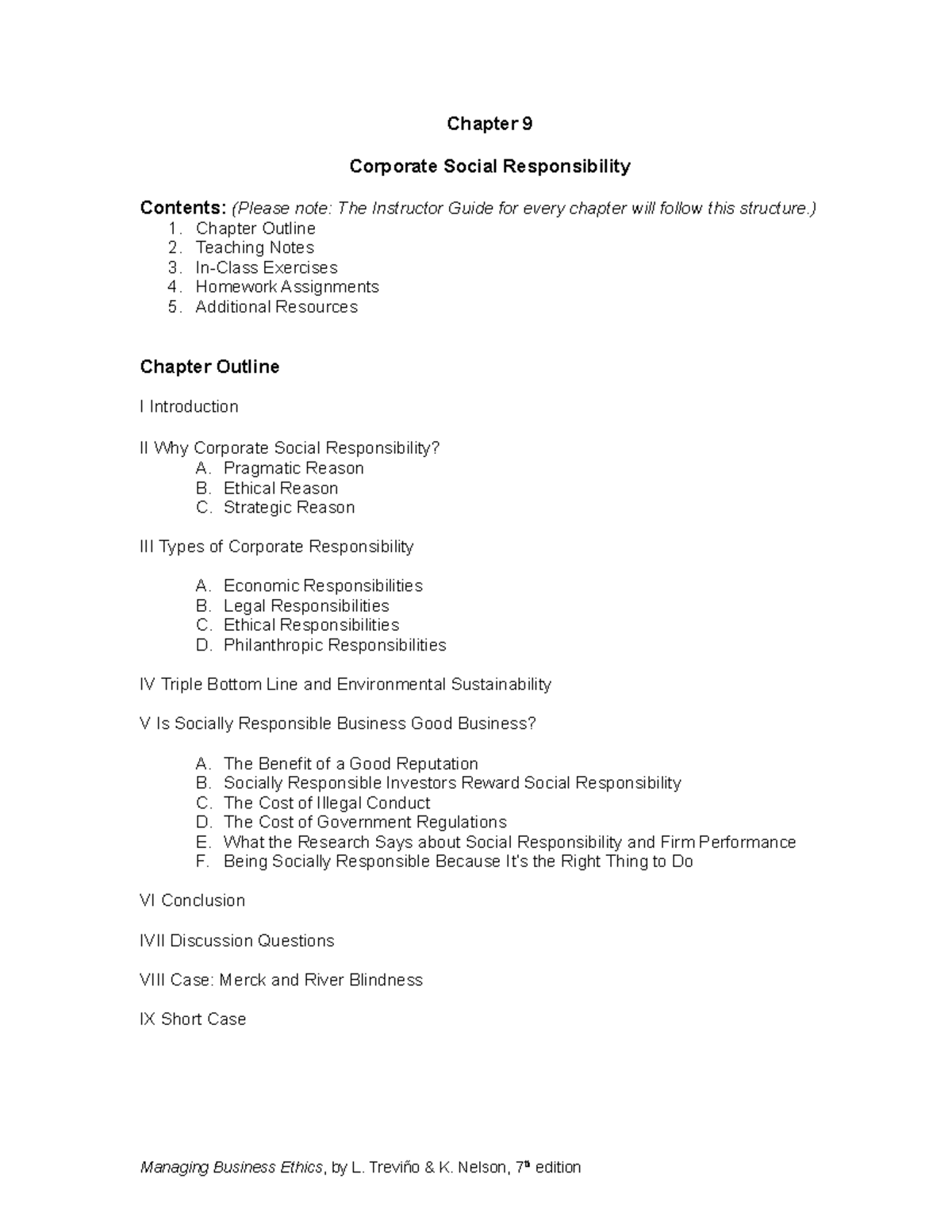 Ch09 - TB - TEst - Chapter 9 Corporate Social Responsibility Contents ...