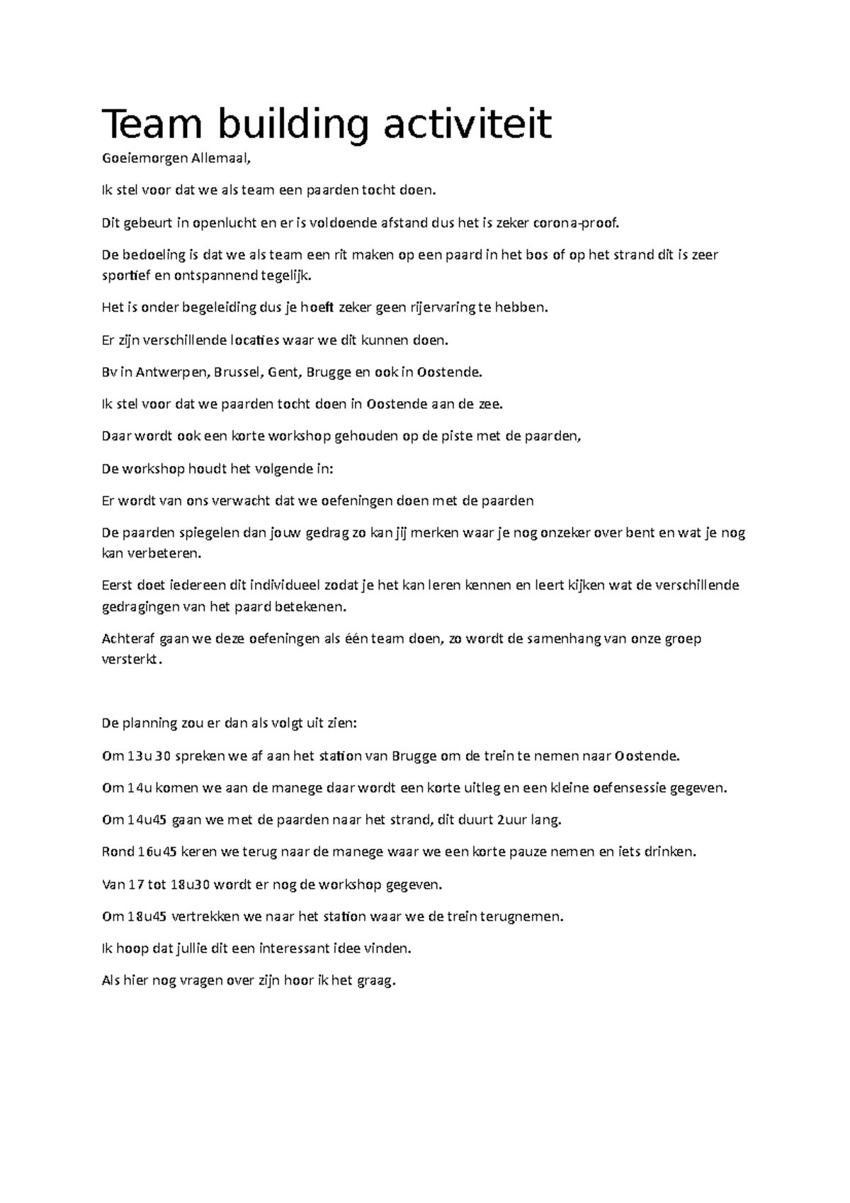 Team building activiteit - Team building activiteit Goeiemorgen ...
