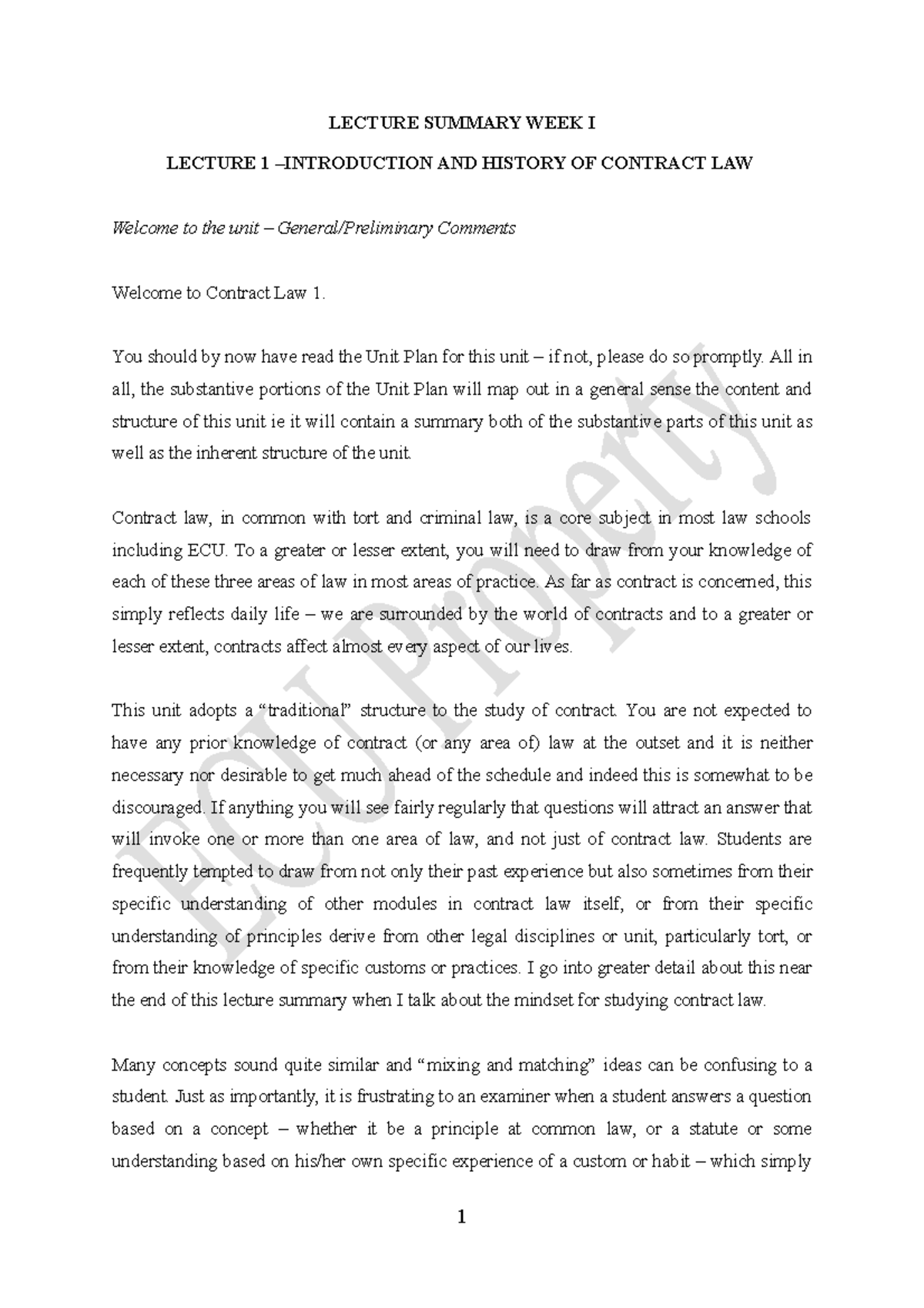 11 Lecture Summary Week 1 Introduction Lecture Summary Week I