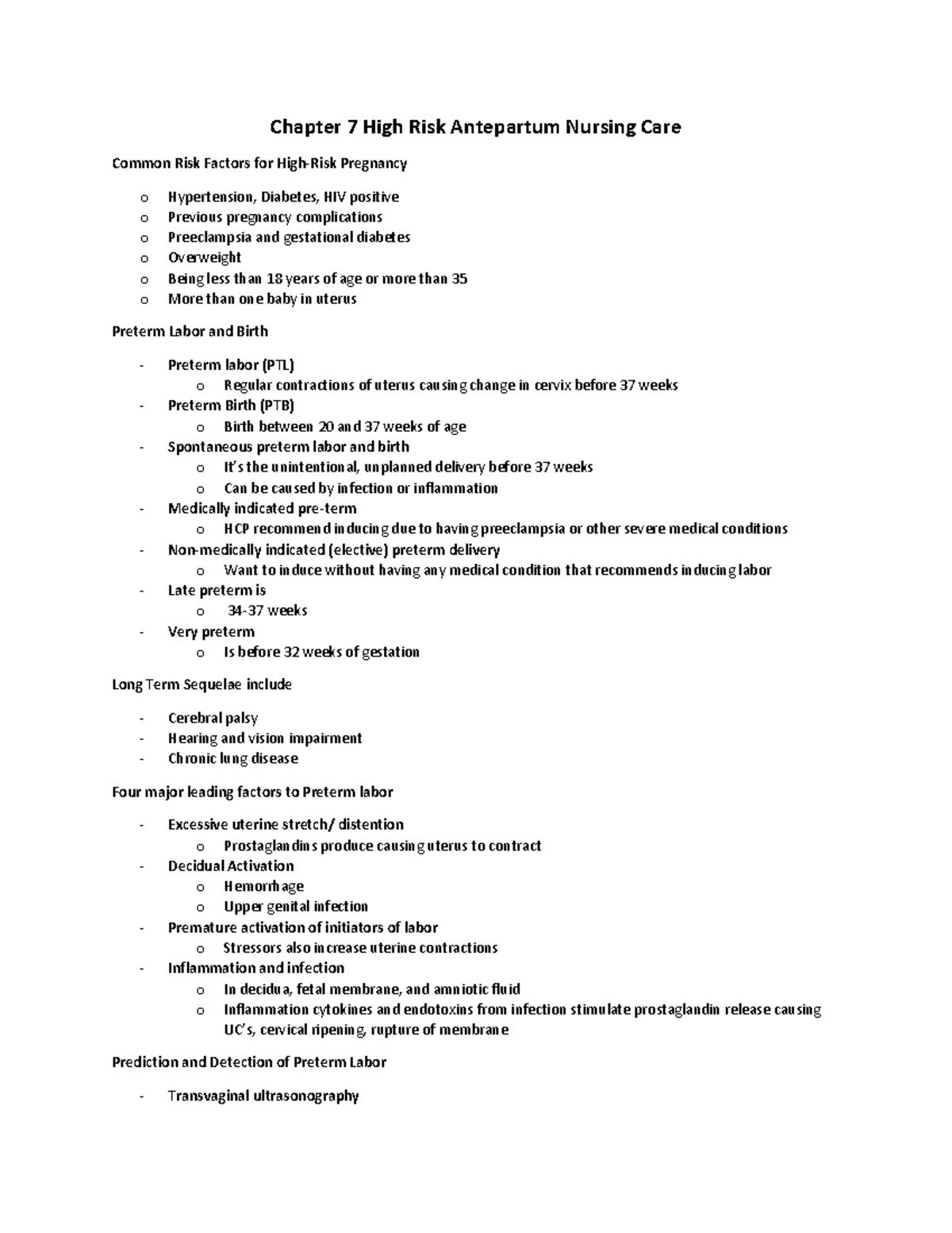 Chapter 7 High-risk antepartum nursing care - Chapter 7 High Risk ...