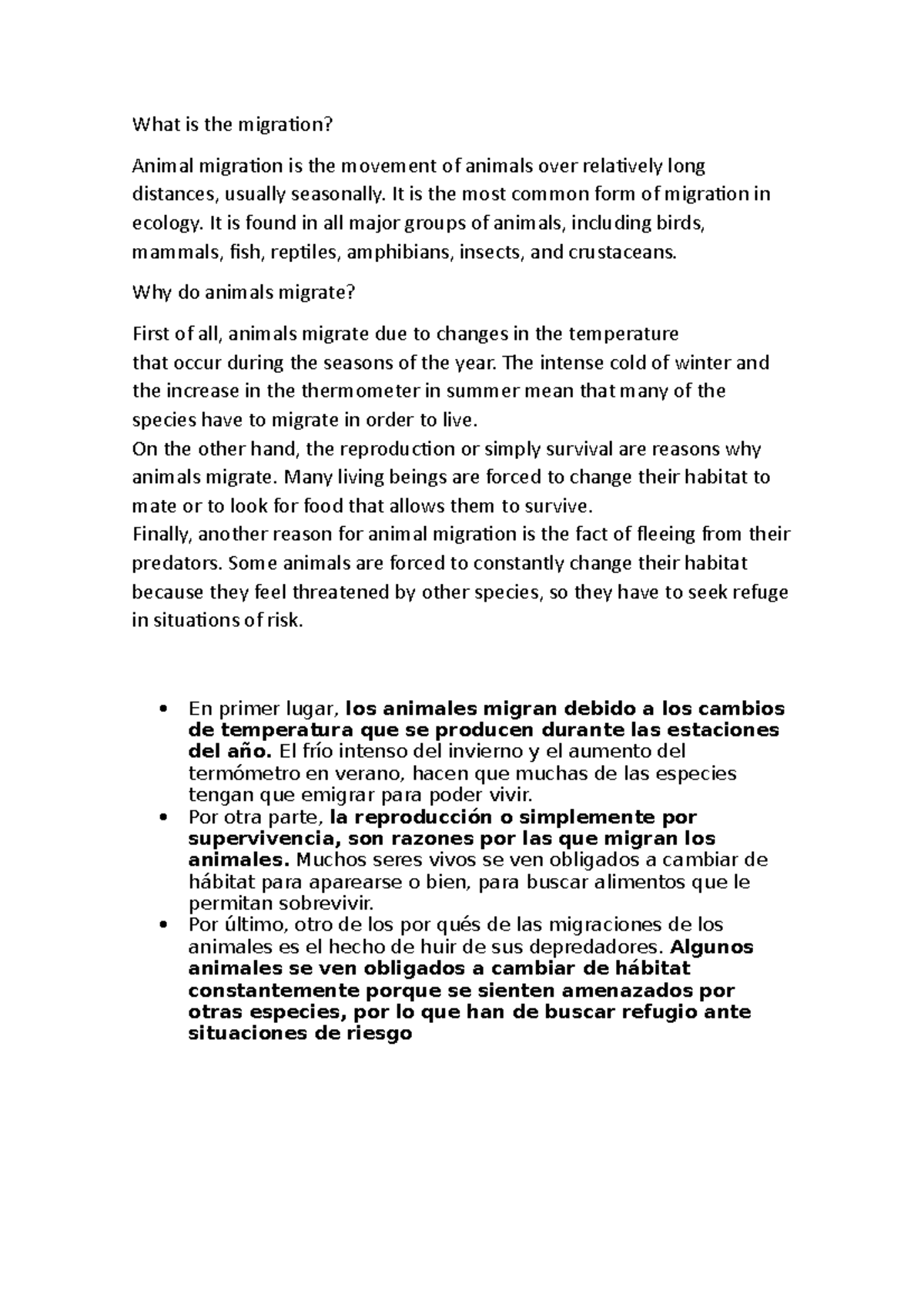 What is the migration - english - What is the migration? Animal ...