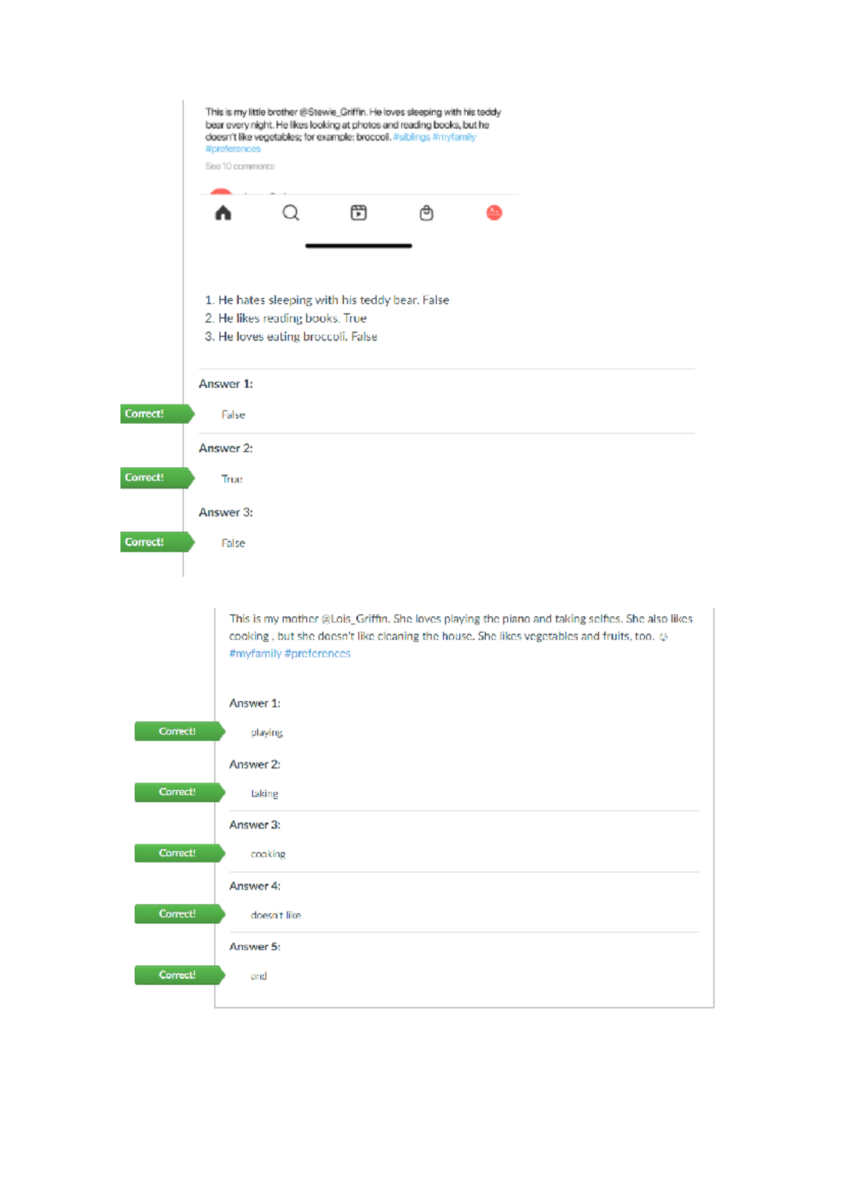 Week 15 quiz - (AC-S15) Week 15 - Pre-Task: Quiz - Family Guy on Instagram - Ingles I - Studocu