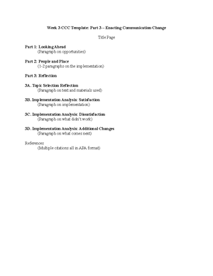 SPCH277 Week 2 CCC Template - Week 2 CCC Template: Part 2 – Describing ...