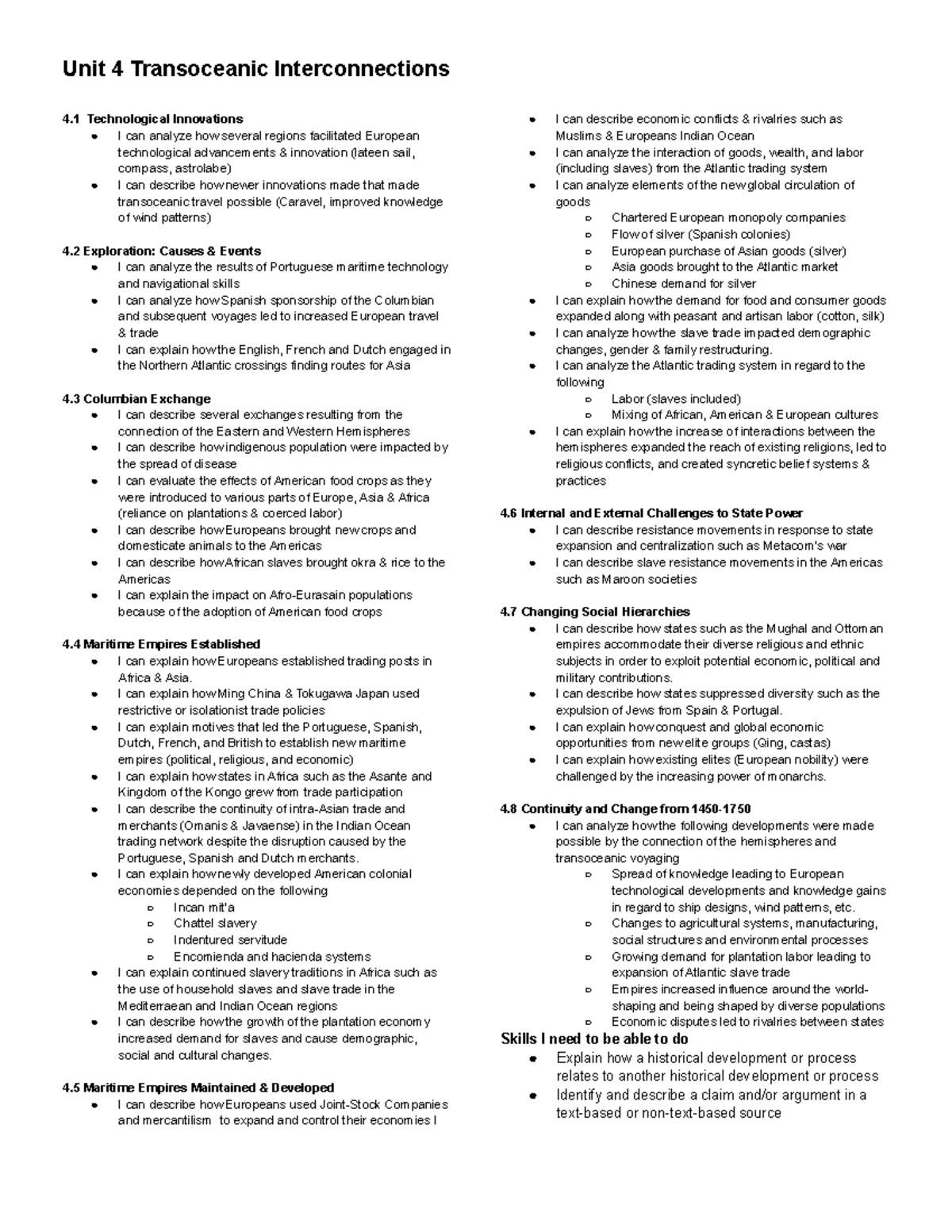 Unit 4 Cover Sheet Study Guide - Unit 4 Transoceanic Interconnections 4 ...