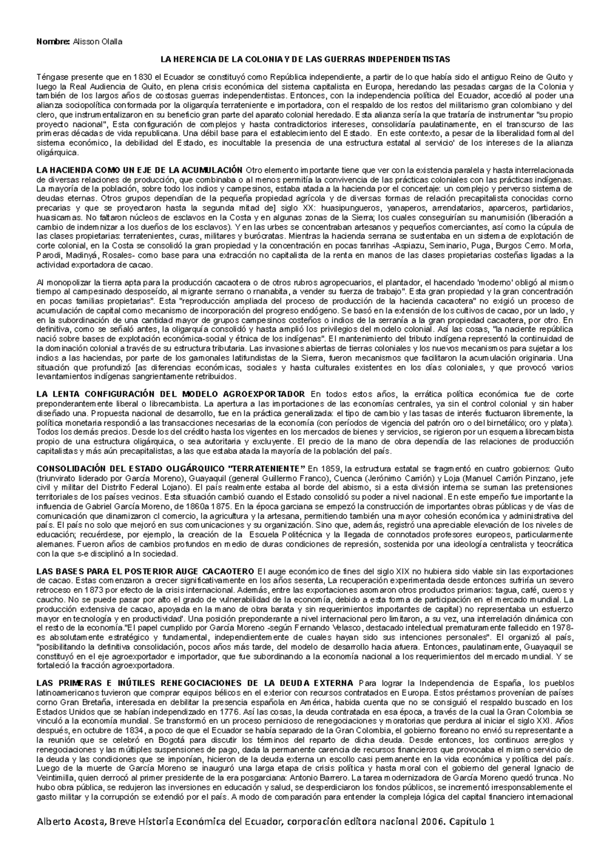 Acosta- Capítulo 1 apuntes en clase poder y territorio - Nombre ...